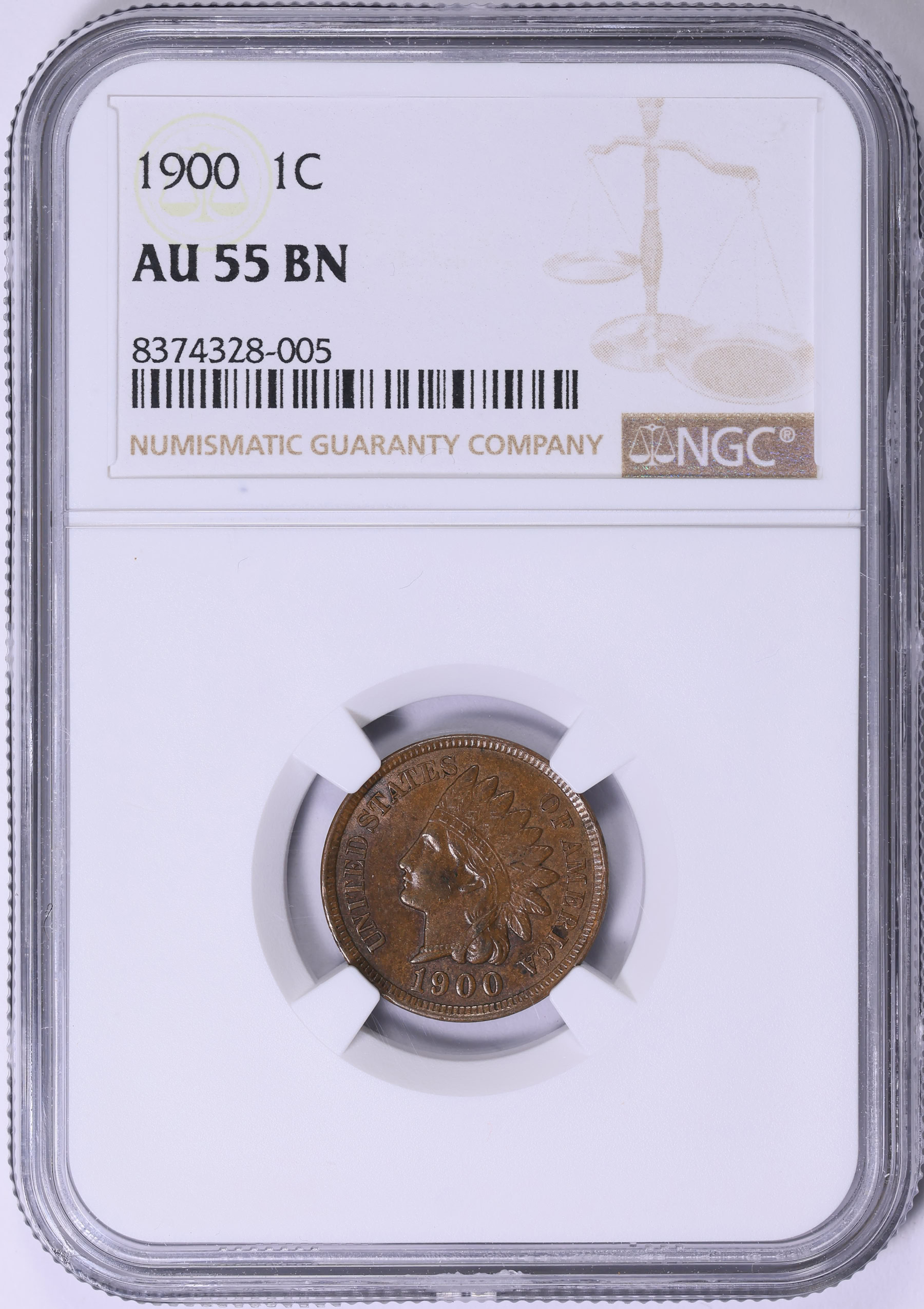 1900 Indian Cent NGC AU-55 BN (Item 1874450) | GreatCollections Coin Auctions
