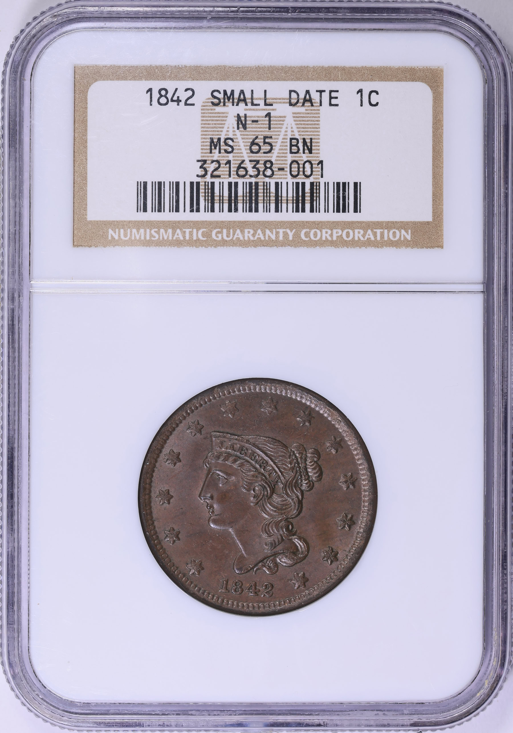 1842 Braided Hair Cent Small Date Newcomb 1 NGC MS-65 BN (Item 1874467) | GreatCollections Coin ...
