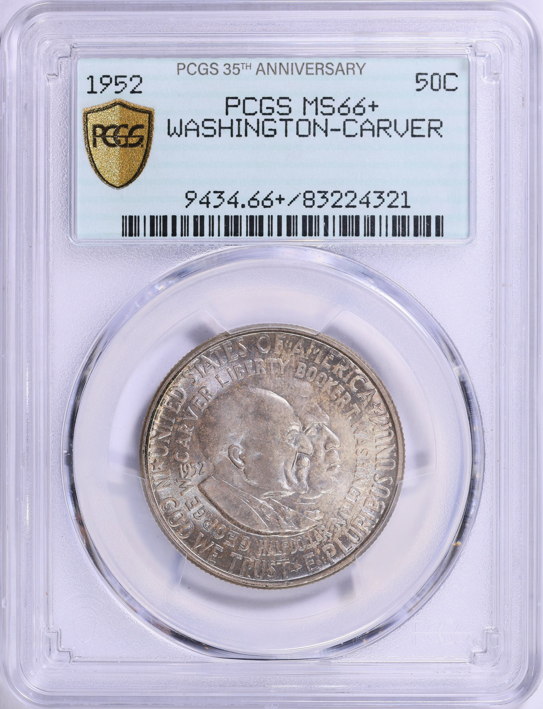 1952 Carver/Washington Commemorative Half Dollar PCGS MS-66+ (OGH 35th ...