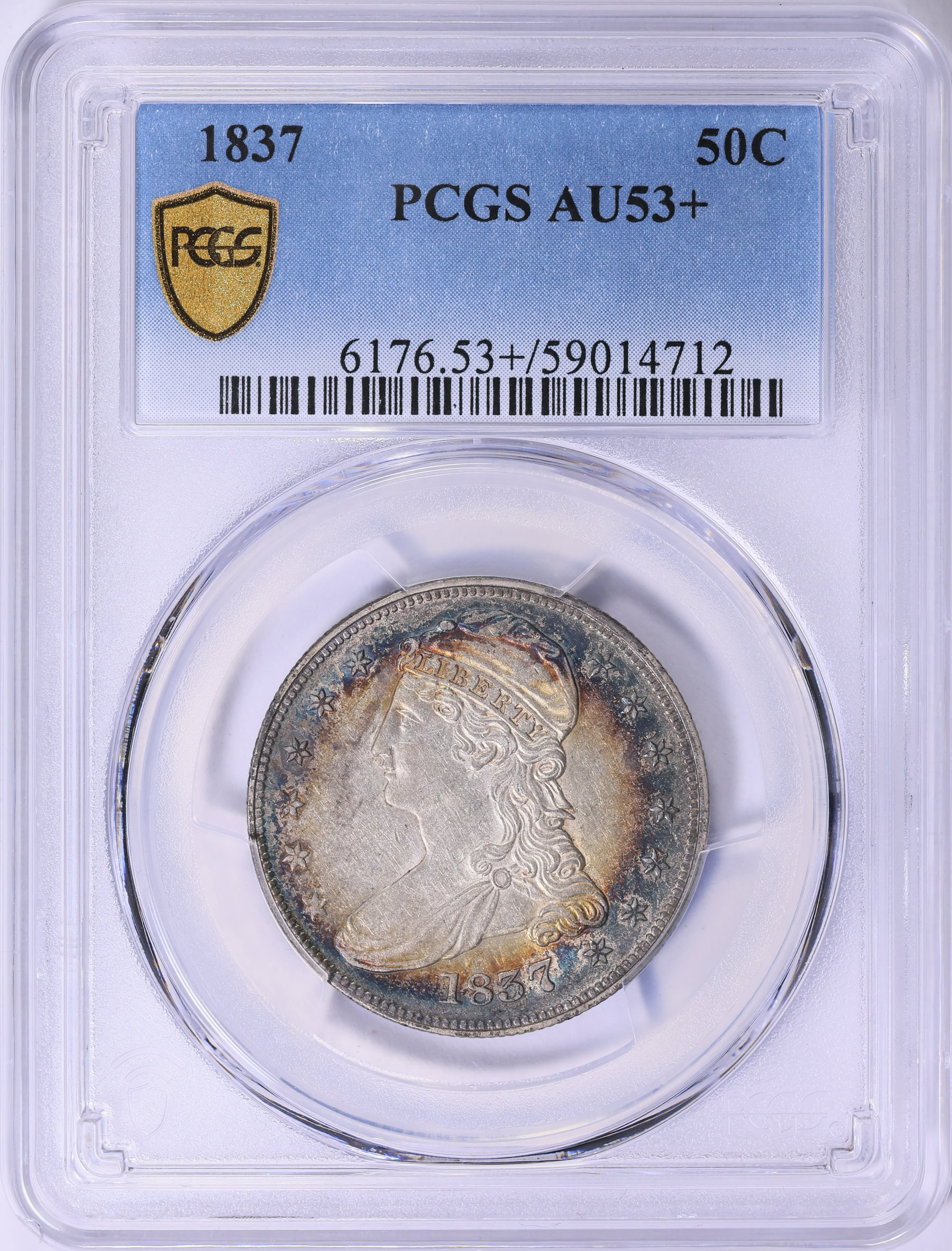 1837 Capped Bust Half Dollar Reeded Edge PCGS AU-53+ (Toned) (Item 1874628) | GreatCollections ...