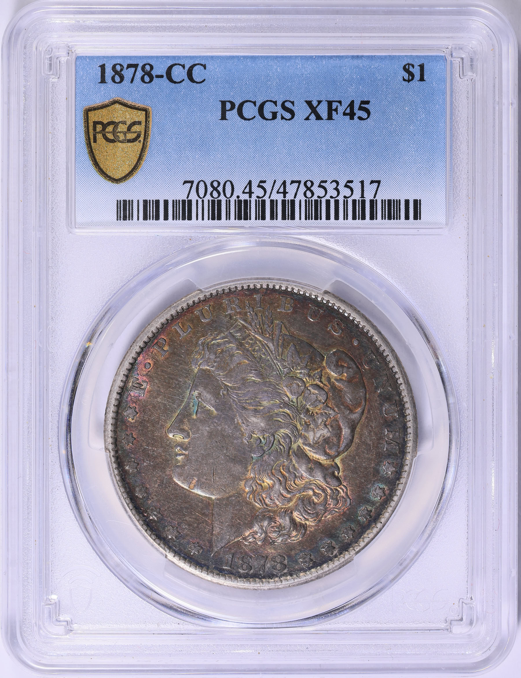 1878-CC Morgan Silver Dollar PCGS XF-45 (Toned) (Item 1874633) | GreatCollections Coin Auctions
