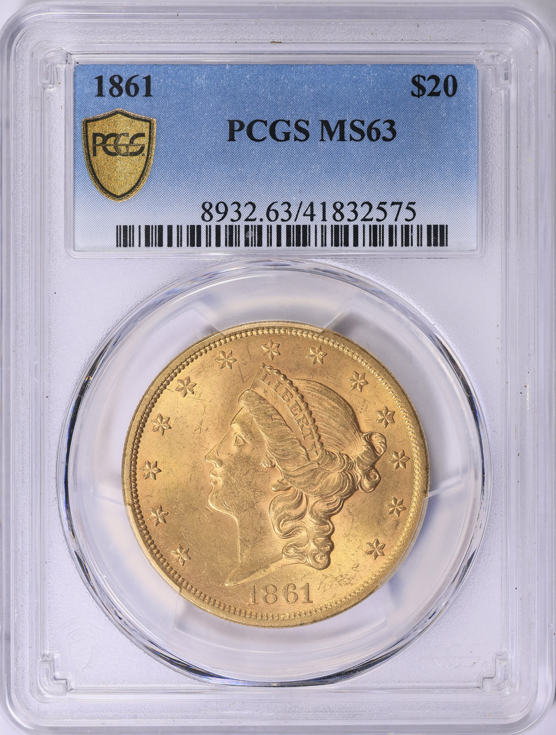 1861 Liberty Gold Double Eagle PCGS MS-63 (Item 1874725) | GreatCollections Coin Auctions