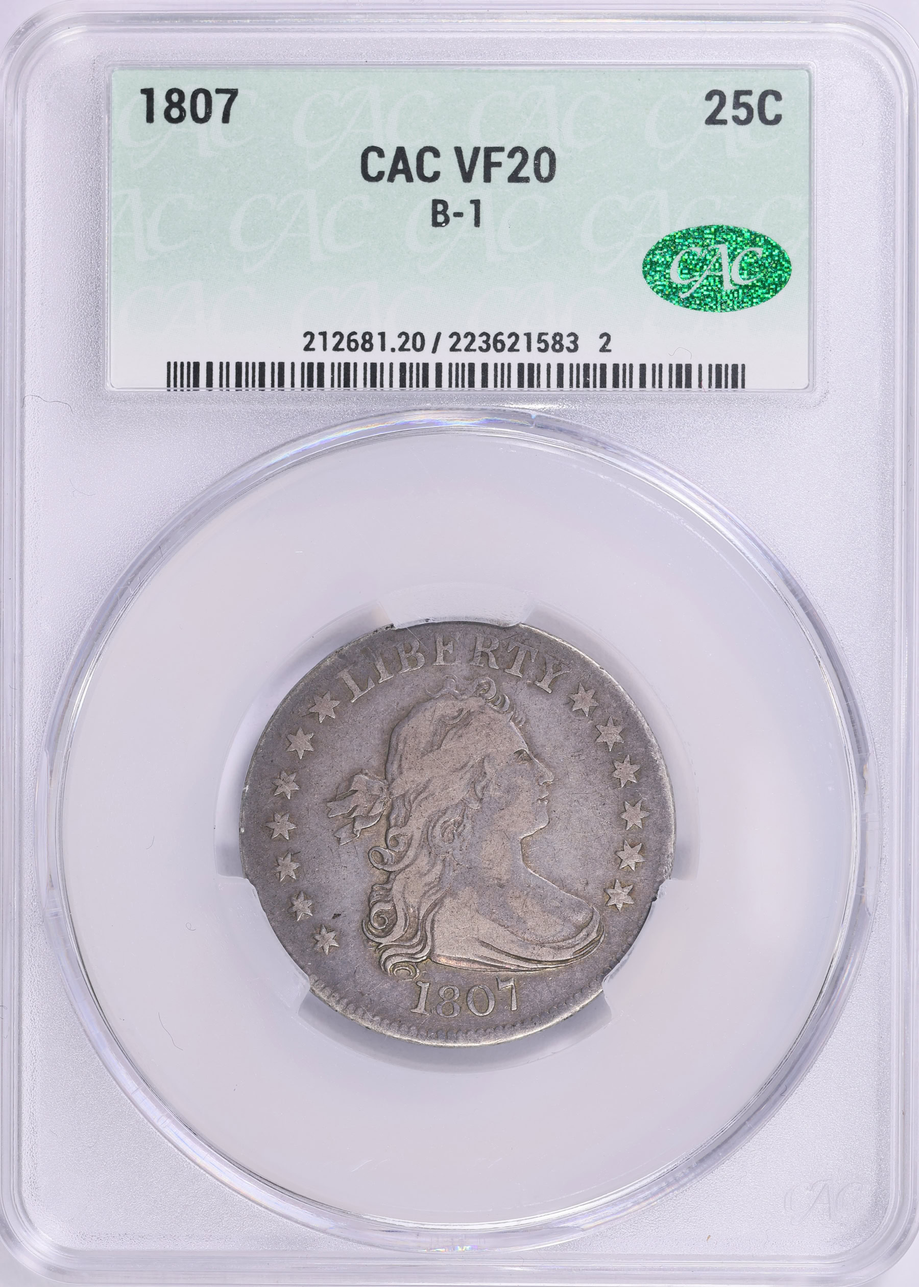 1807 Draped Bust Quarter Browning 1 CACG VF-20 (Item 1874746 ...