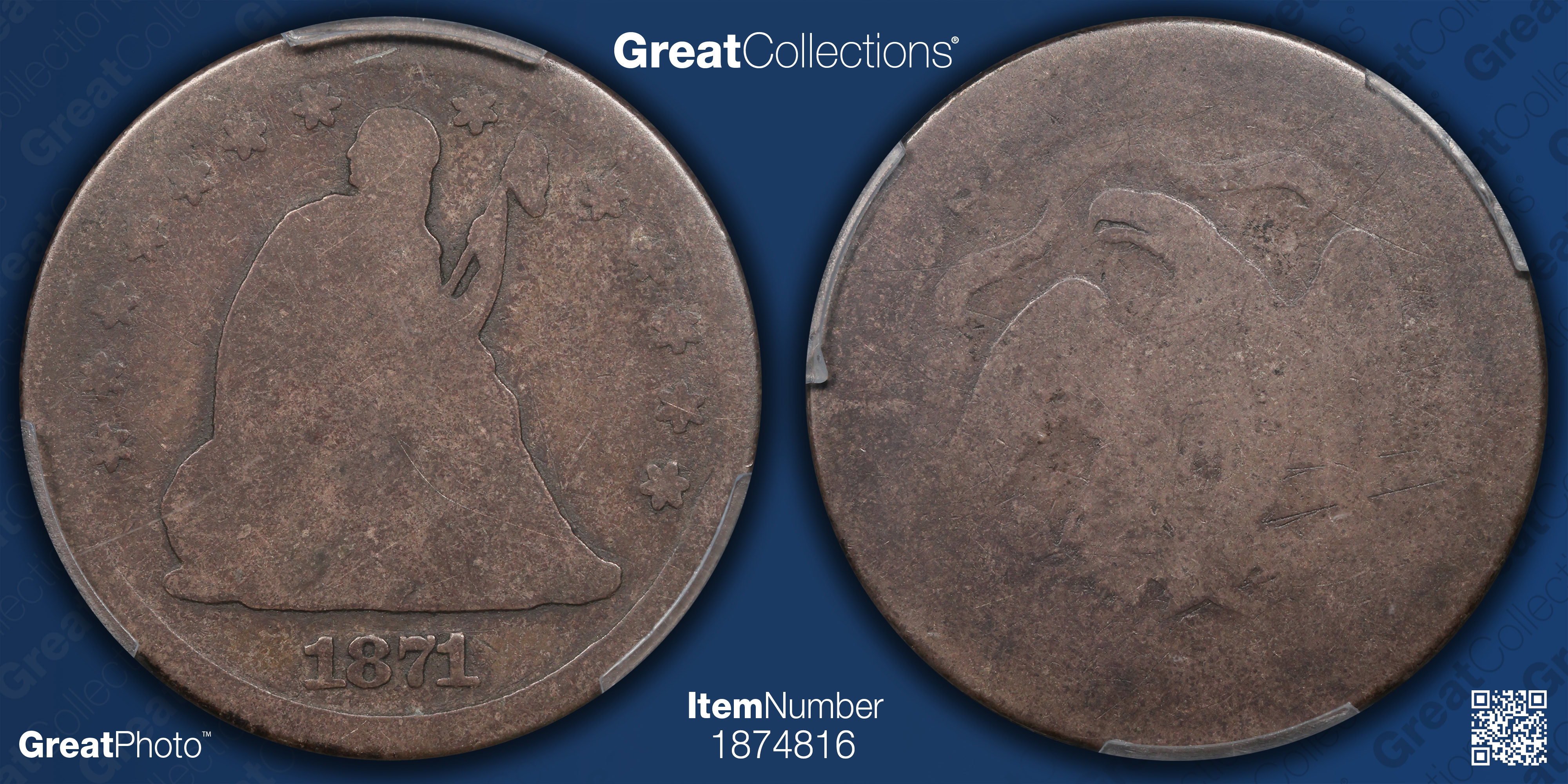 1871-CC Seated Liberty Quarter PCGS FR-02 (CAC Green) (Item 1874816 ...