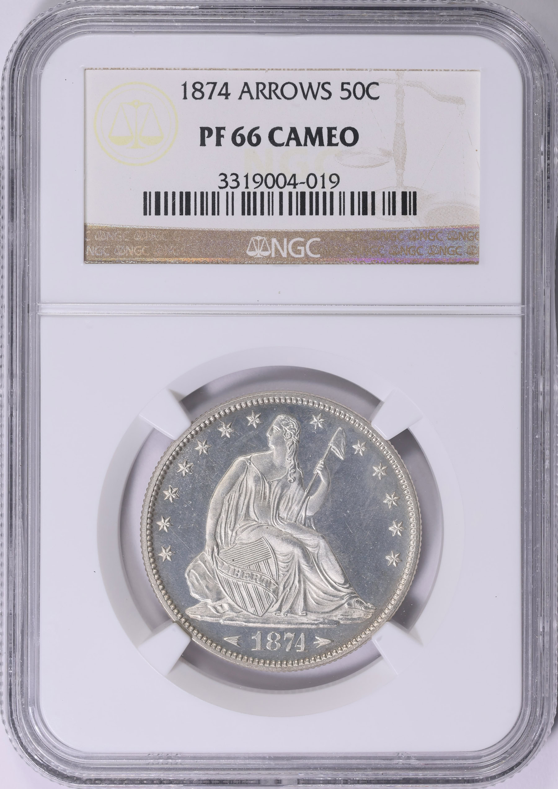 1874 Seated Liberty Half Dollar Arrows NGC Proof-66 CAMEO (Item 1874863) | GreatCollections Coin ...