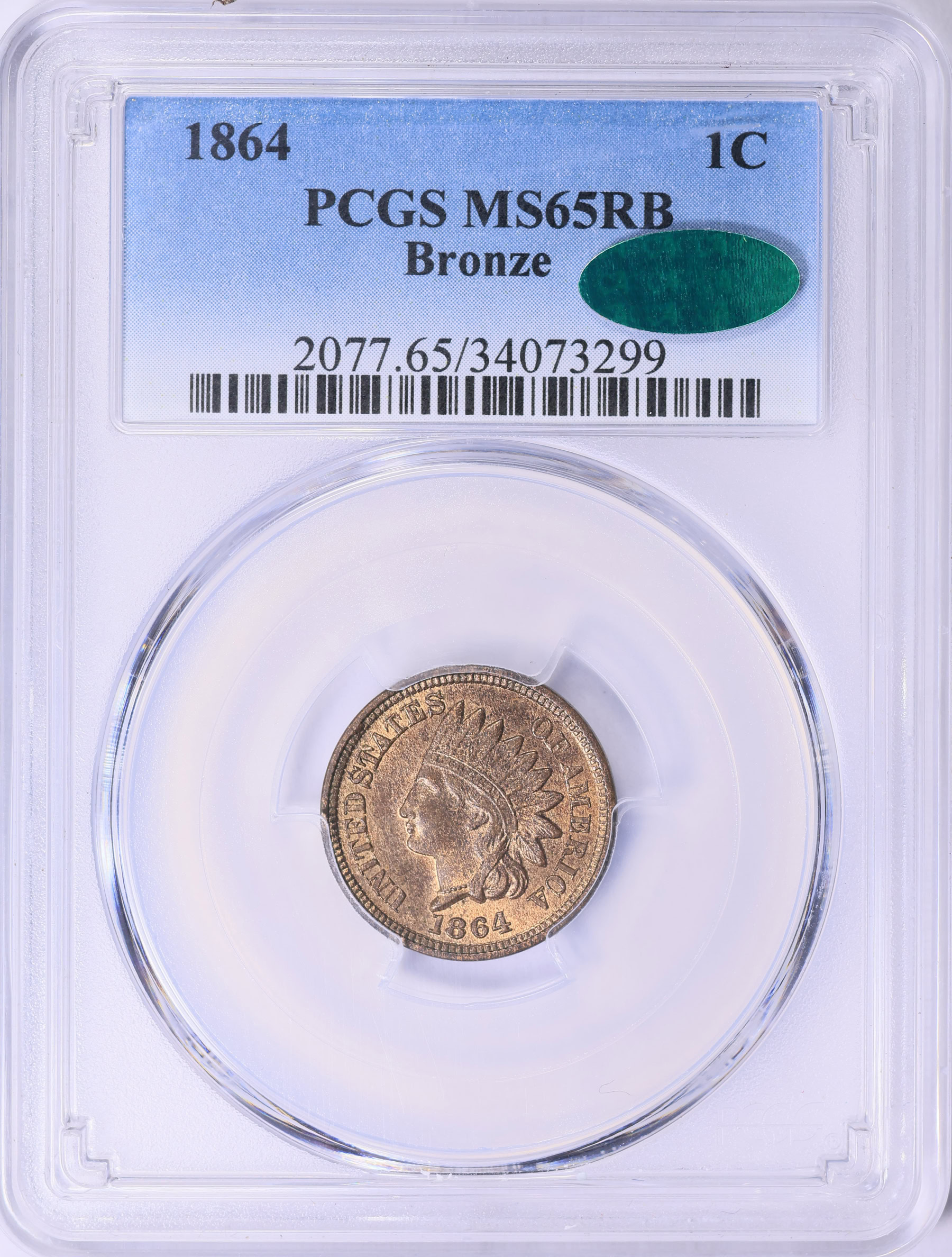 1864 Indian Cent Bronze PCGS MS-65 RB (CAC Green) (Item 1874904) | GreatCollections Coin Auctions