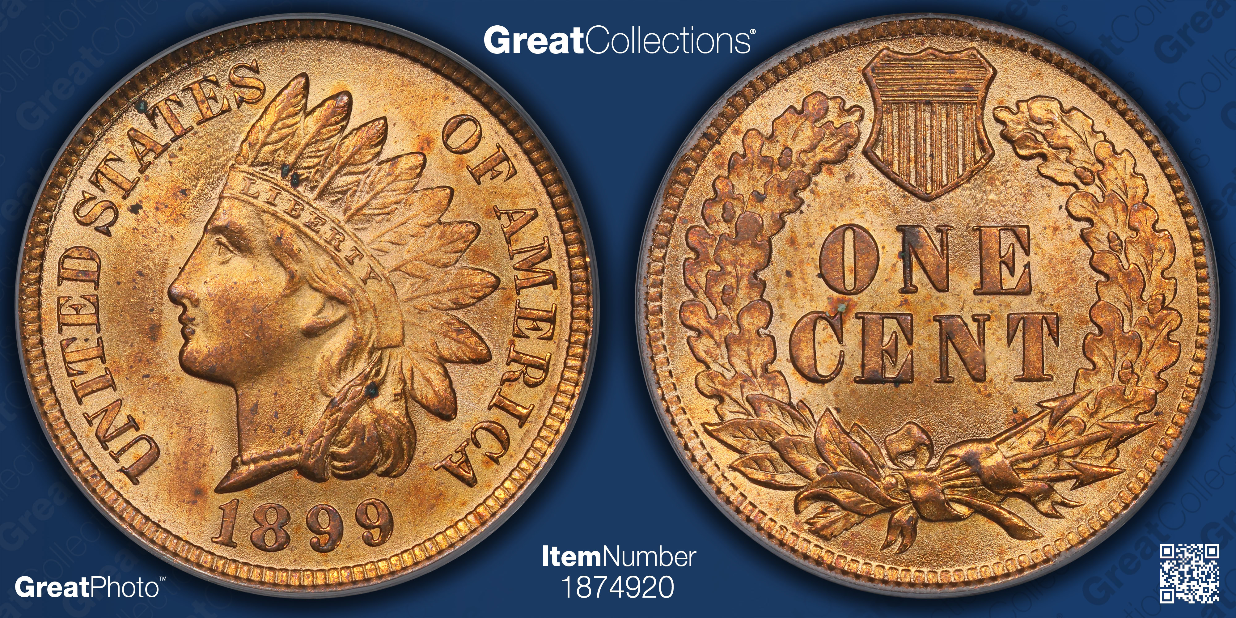1899 Indian Cent PCGS MS-64 RD (Item 1874920) | GreatCollections Coin ...