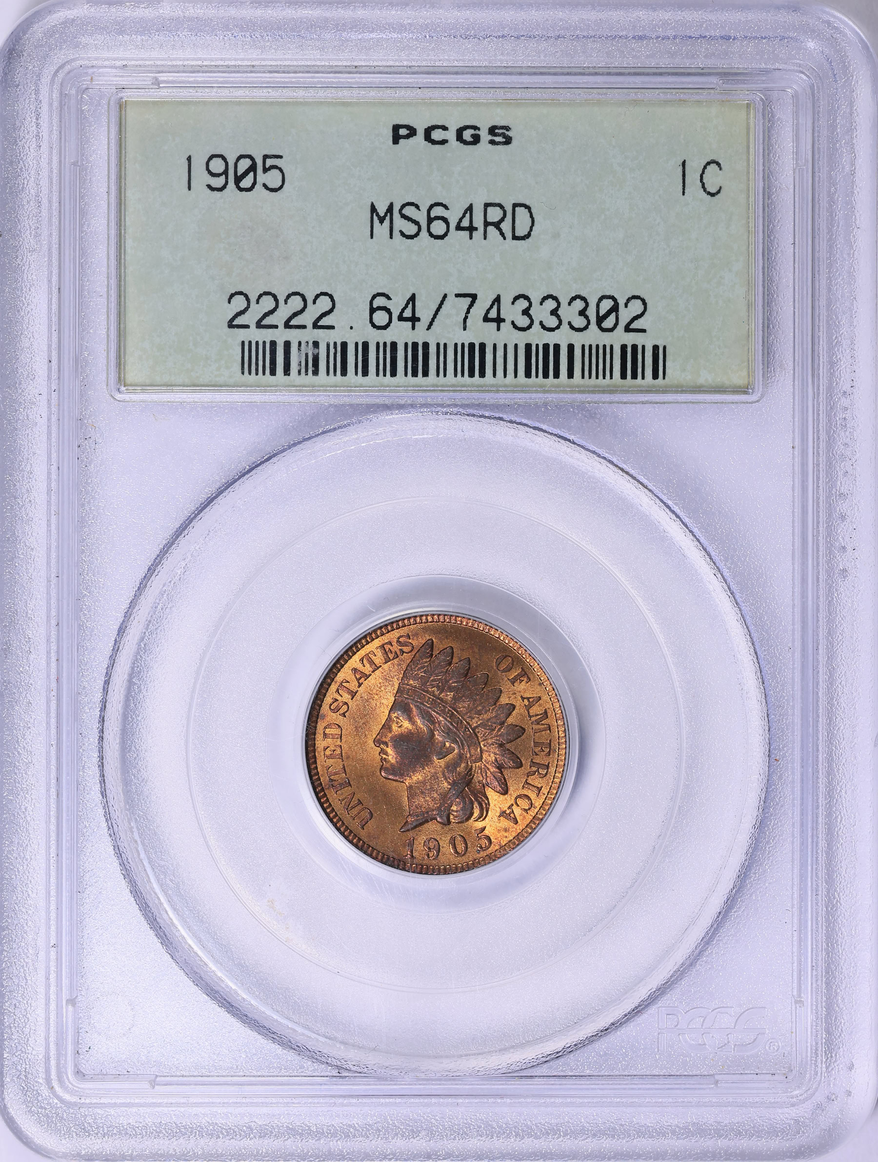 1905 Indian Cent PCGS MS-64 RD OGH (Item 1874921) | GreatCollections ...