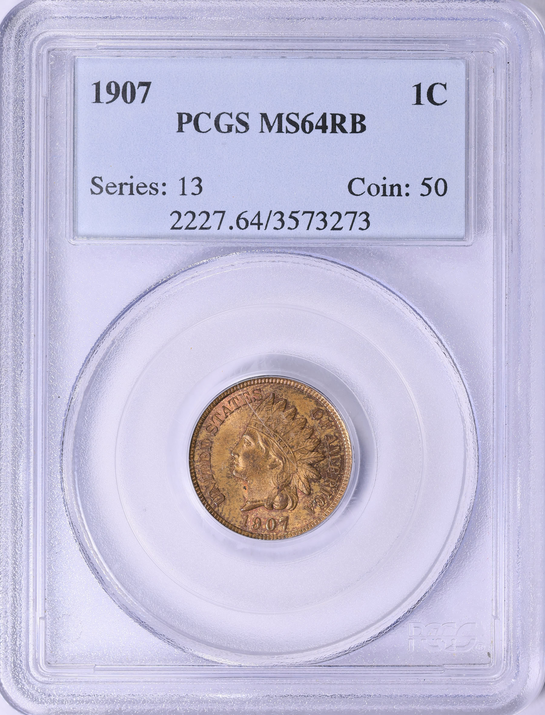 1907 Indian Cent PCGS MS-64 RB (Item 1874929) | GreatCollections Coin ...