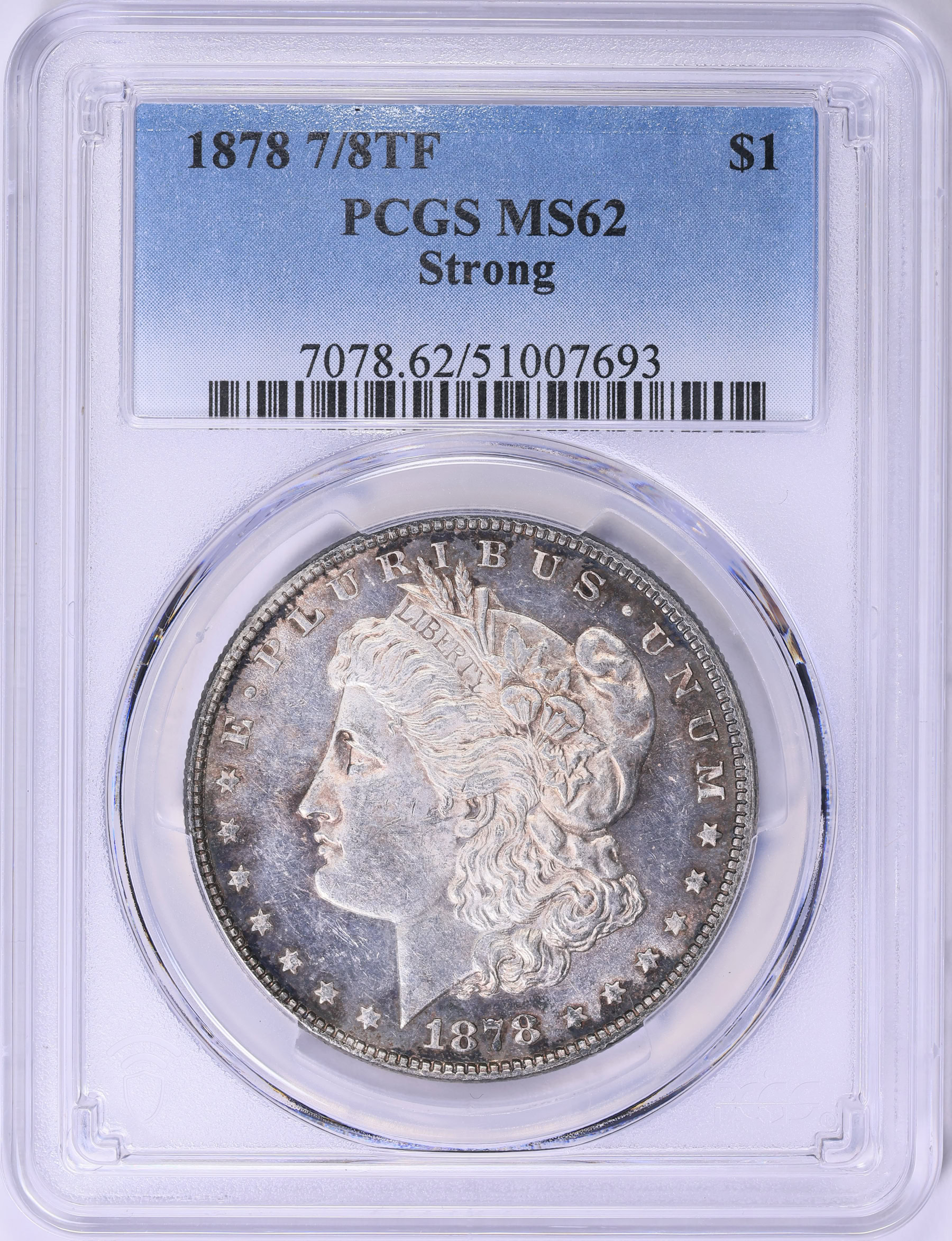 1878 Morgan Silver Dollar 7/8 Tailfeathers, Strong PCGS MS-62 (Toned) (Item 1874966 ...