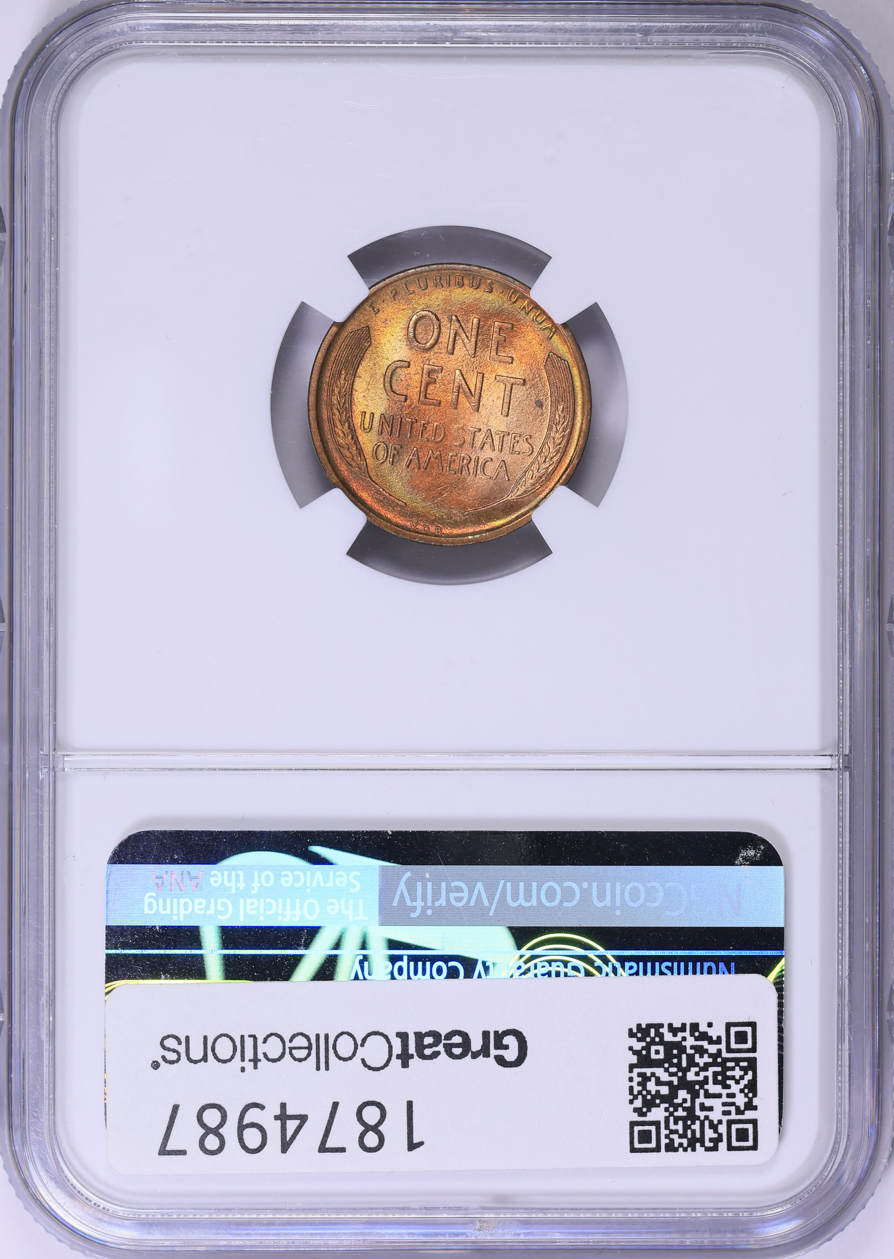 1909 Lincoln Cent V.D.B. NGC MS-64 RB (CAC Green) (Item 1874987) | GreatCollections Coin Auctions