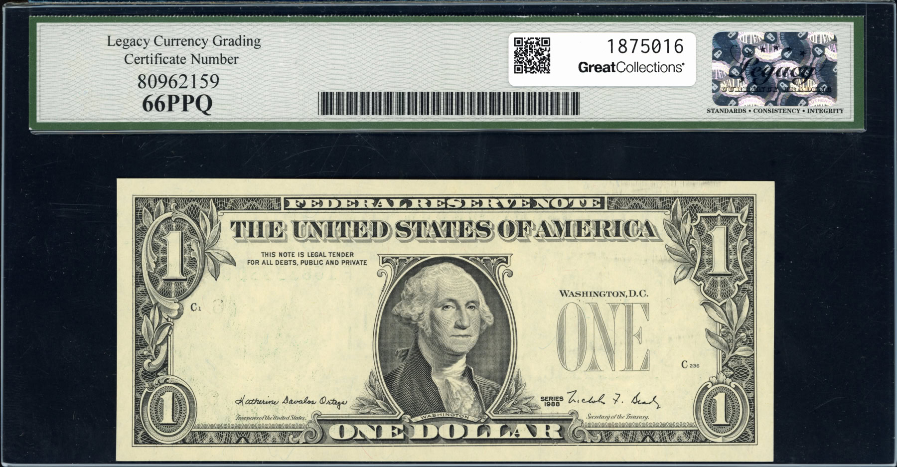 Fr. 1914-F (FC Block) 1988 $1 Atlanta Federal Reserve Error Note ...