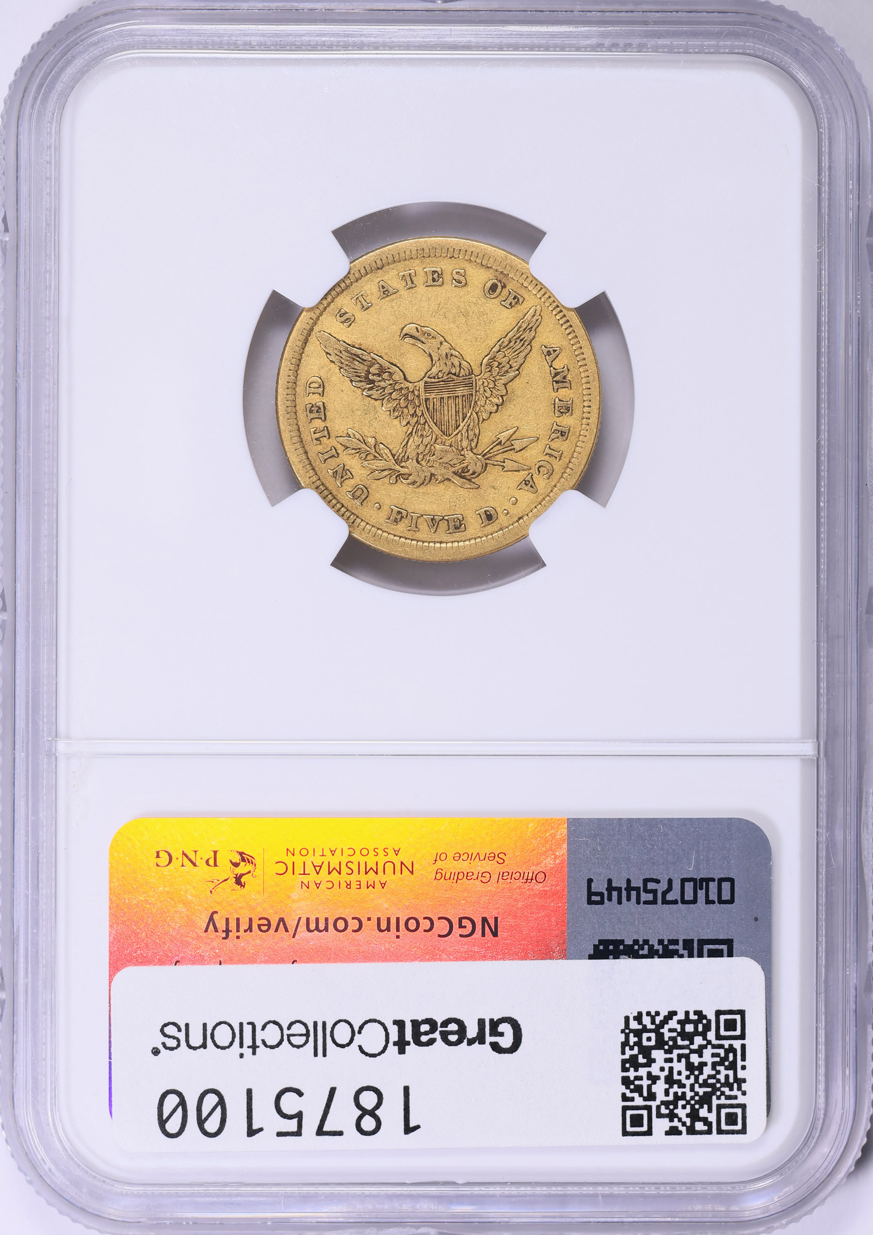1839 Liberty Gold Half Eagle NGC XF-40 (Item 1875100) | GreatCollections Coin Auctions