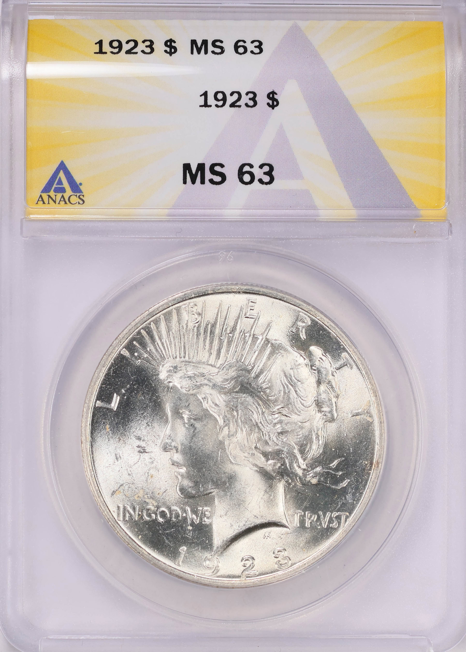 1923 Peace Silver Dollar ANACS MS-63 (Item 1875680) | GreatCollections Coin Auctions