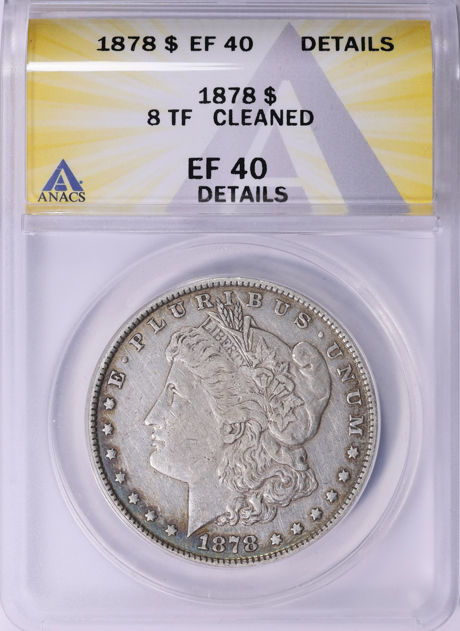 1878 Morgan Silver Dollar 8 Tailfeathers ANACS XF-40 Details (Item 1876372) | GreatCollections ...