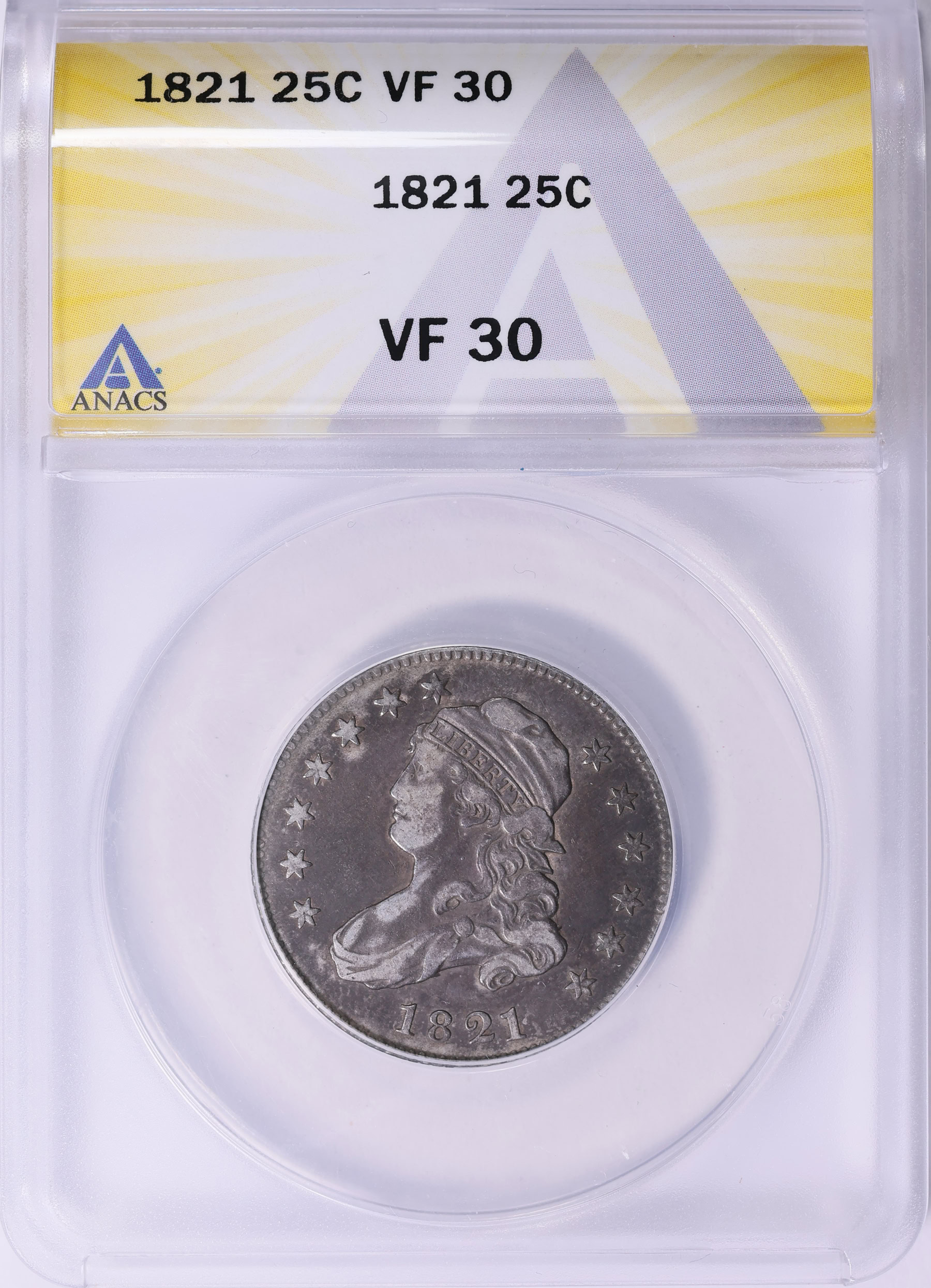 1821 Capped Bust Quarter ANACS VF-30 (Item 1876485) | GreatCollections Coin Auctions
