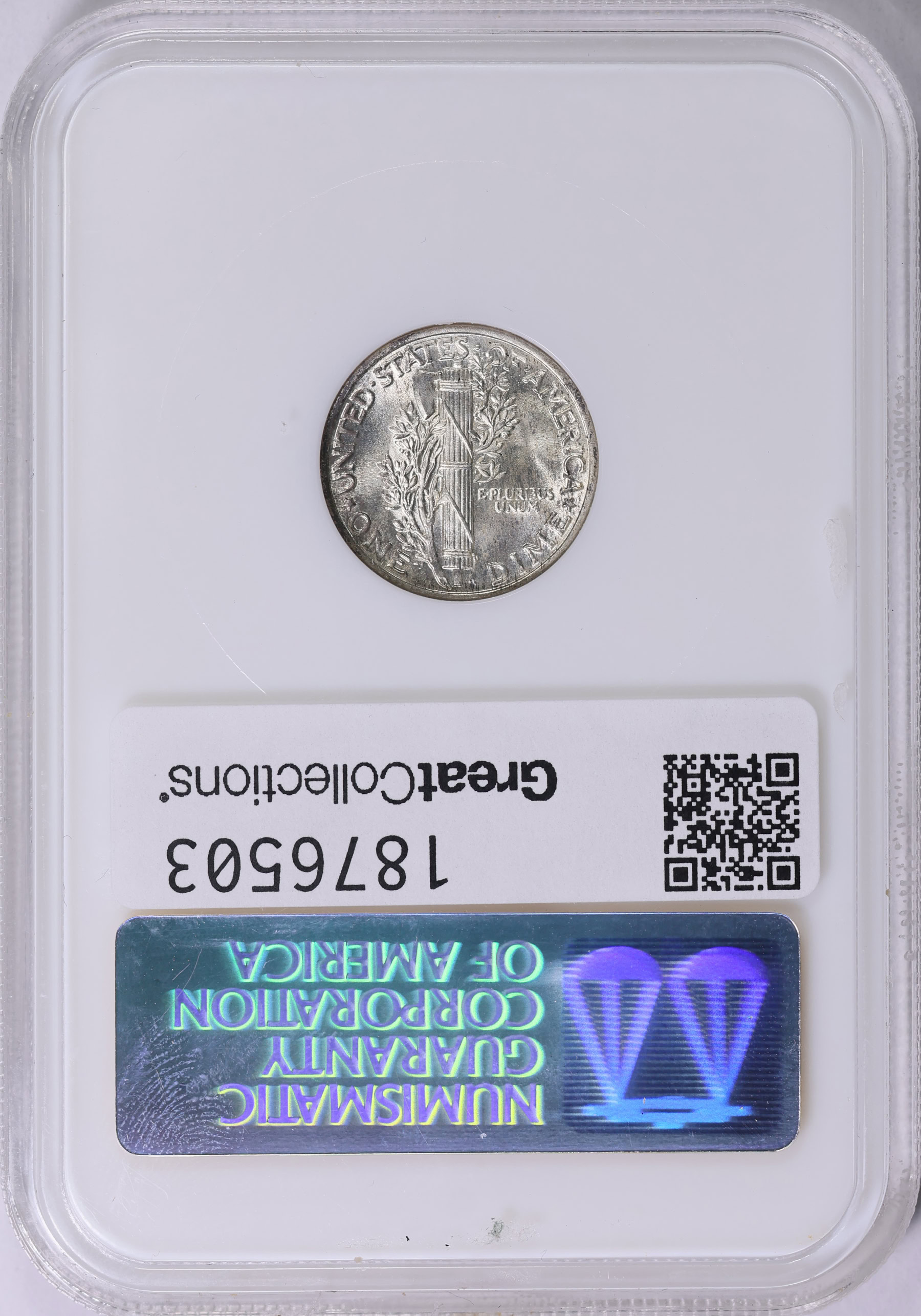 1940 Mercury Dime NGC MS-67 FB OH (Item 1876503) | GreatCollections Coin Auctions