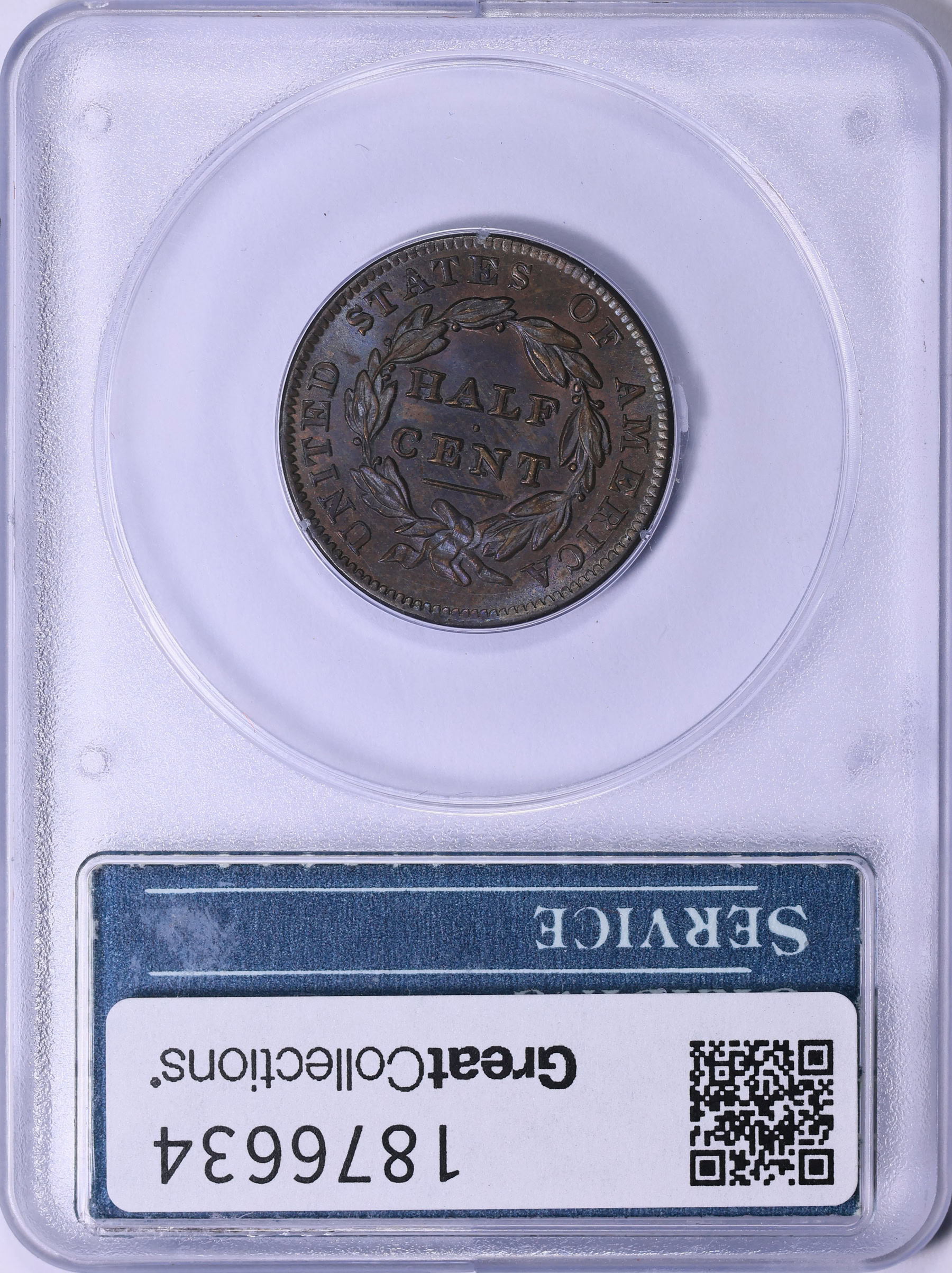 1835 Classic Half Cent PCGS MS-64 BN (CAC Green) OGH (1st Gen) (Item 1876634) | GreatCollections ...