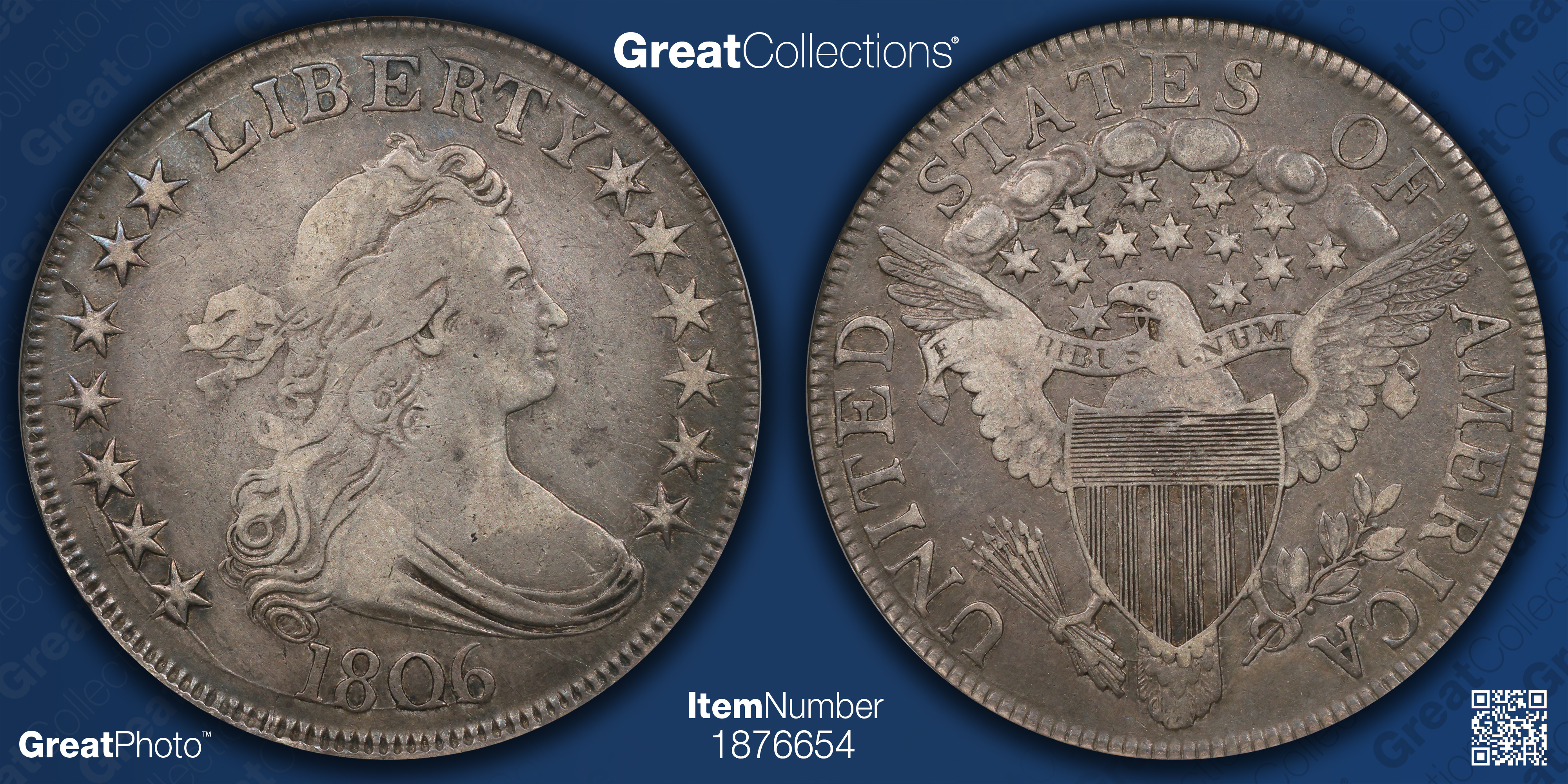 1806 Draped Bust Half Dollar Overton 116 ANACS VF-20 OH (Item 1876654 ...