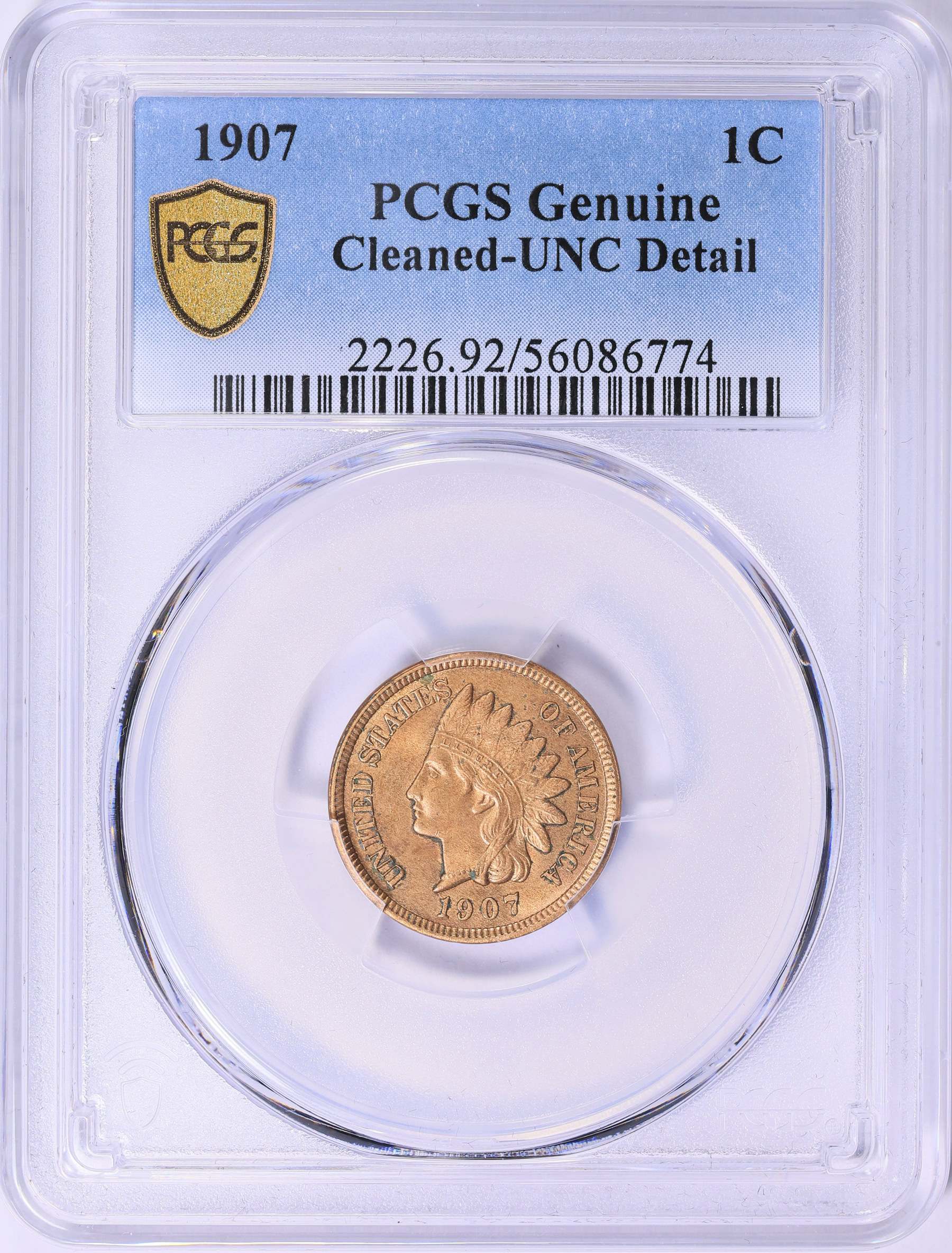 1907 Indian Cent PCGS Genuine Unc Details (Item 1876693 ...