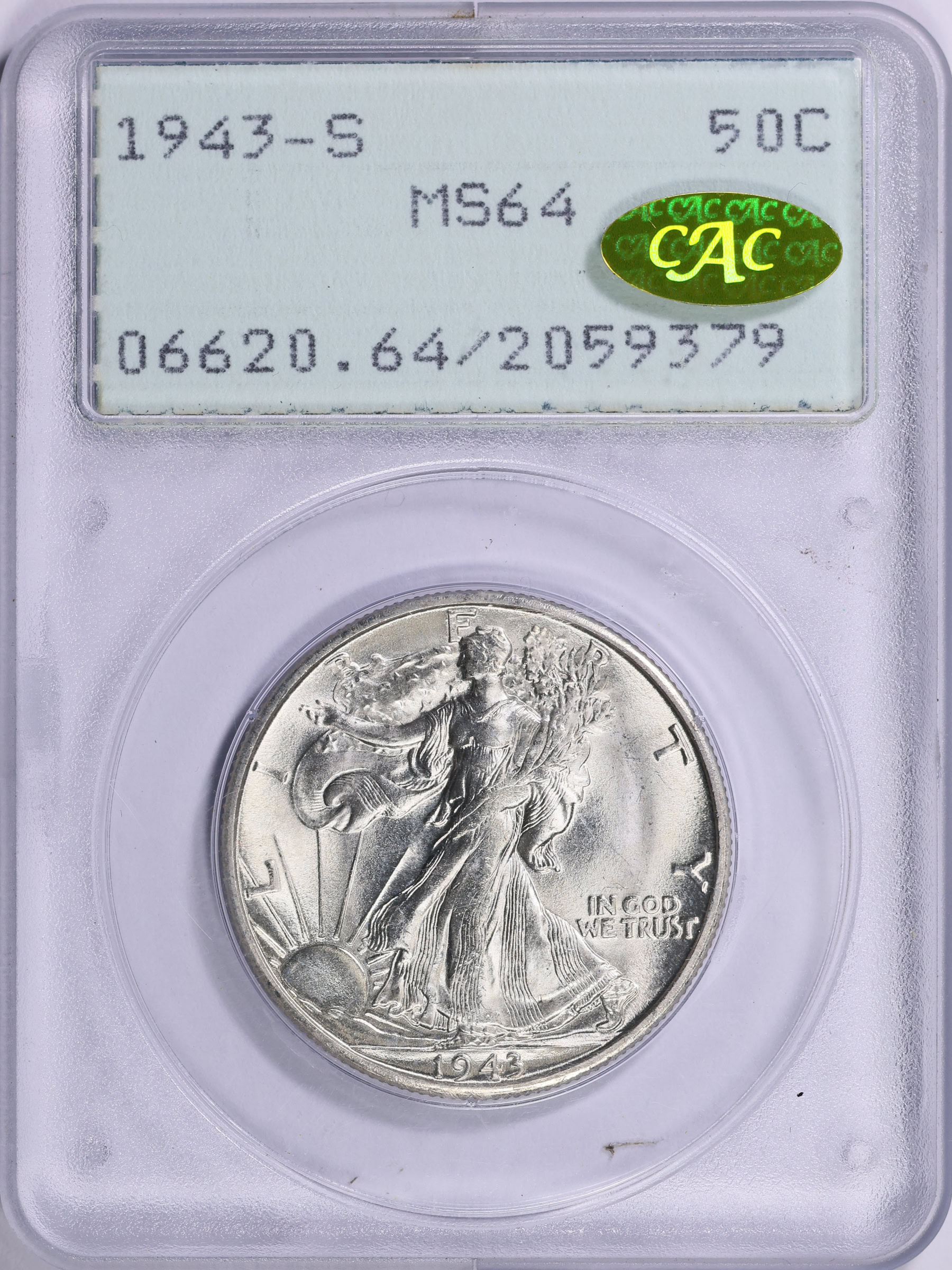 1943-S Walking Liberty Half Dollar PCGS MS-64 (CAC Gold) OGH (1st Gen) (Item 1876711 ...