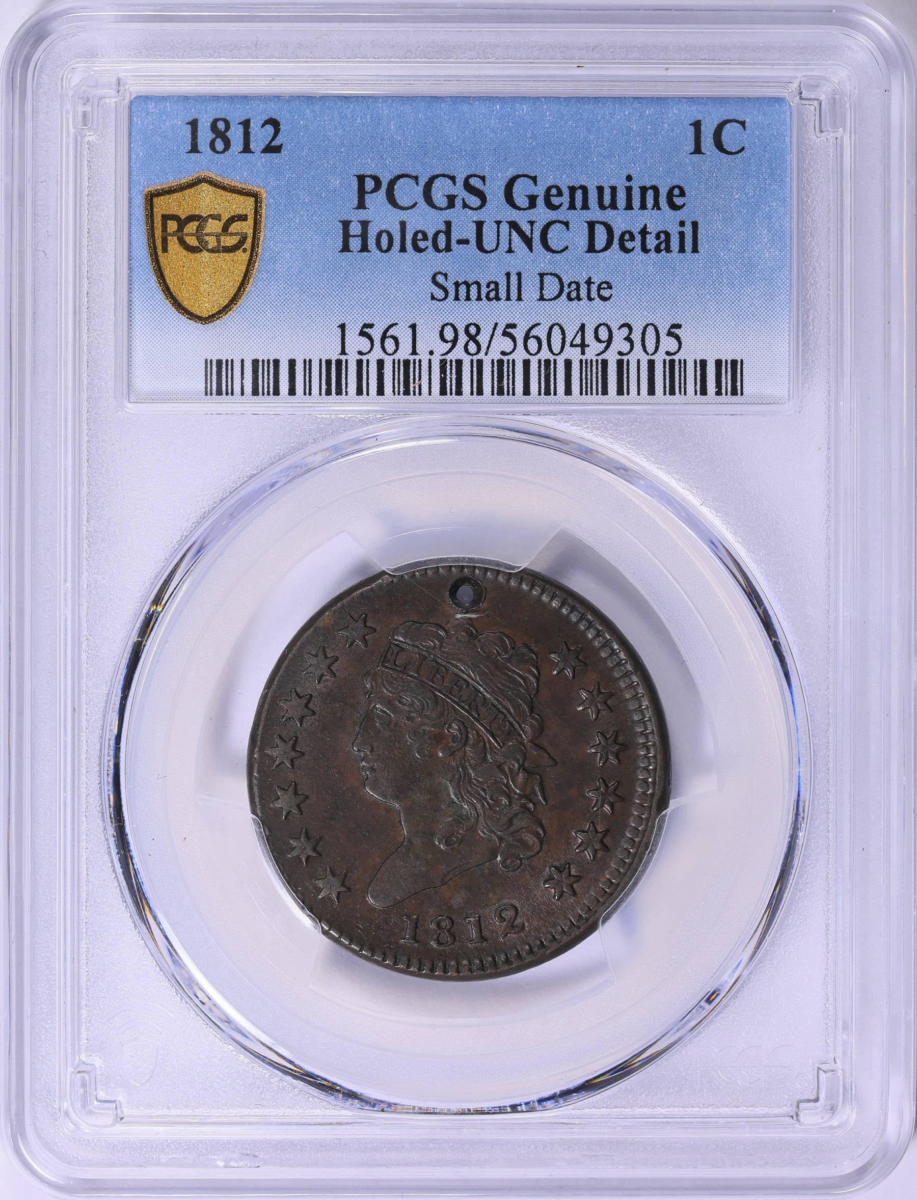 1812 Classic Cent Small Date PCGS Genuine Unc Details (Item 1876723 ...