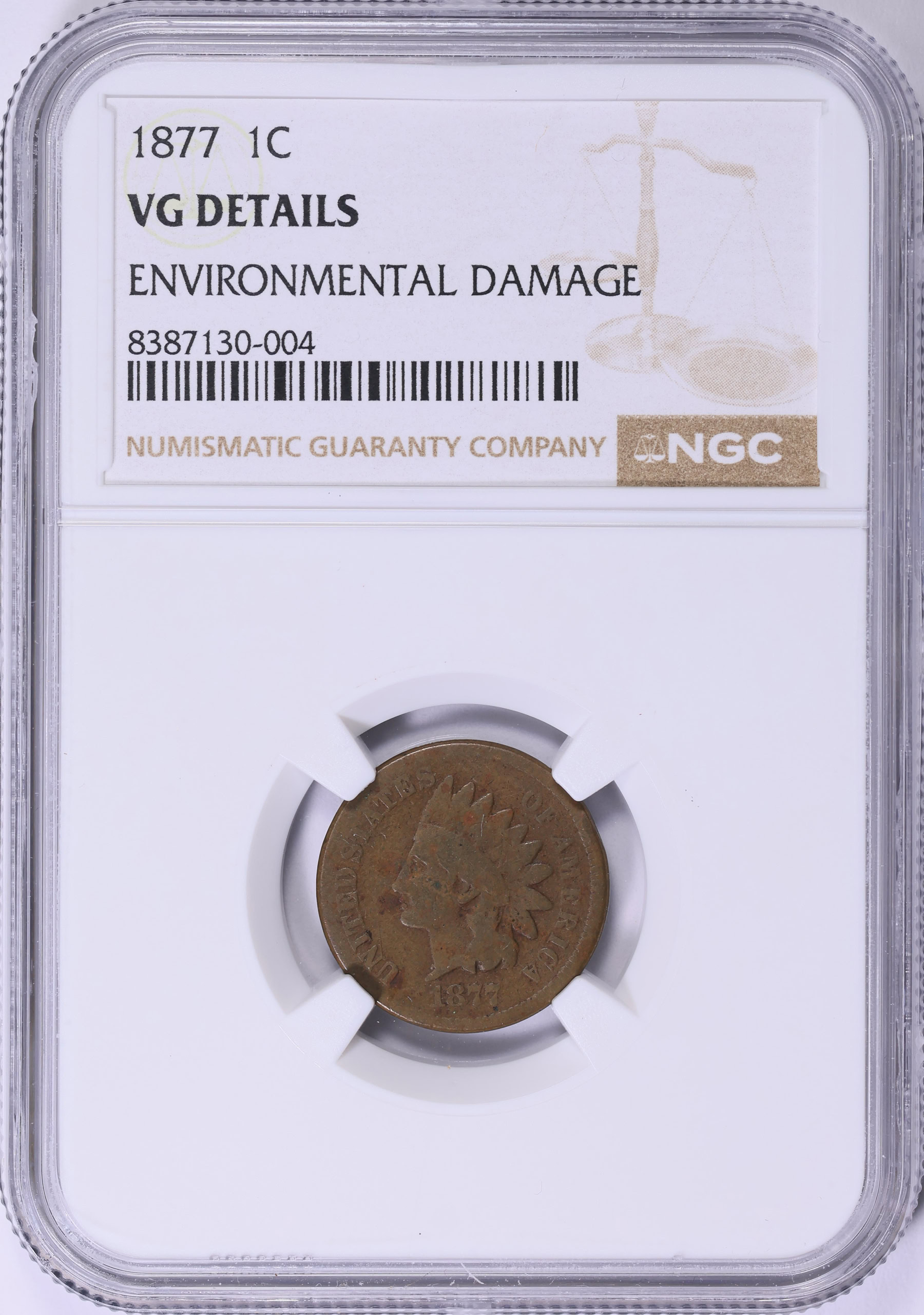 1877 Indian Cent NGC VG Details (Item 1876729) | GreatCollections Coin ...