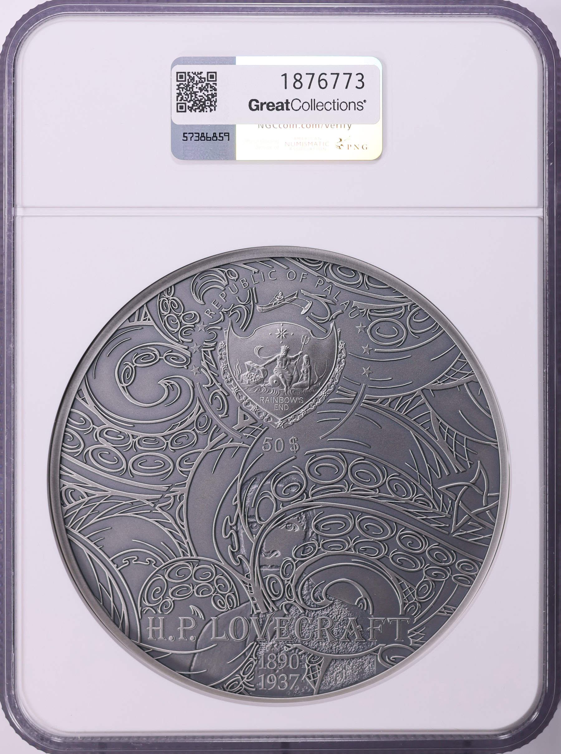 Palau 2023 Silver $50 Kilo H.P. Lovecraft Cthulhu Ultra High Relief KM ...
