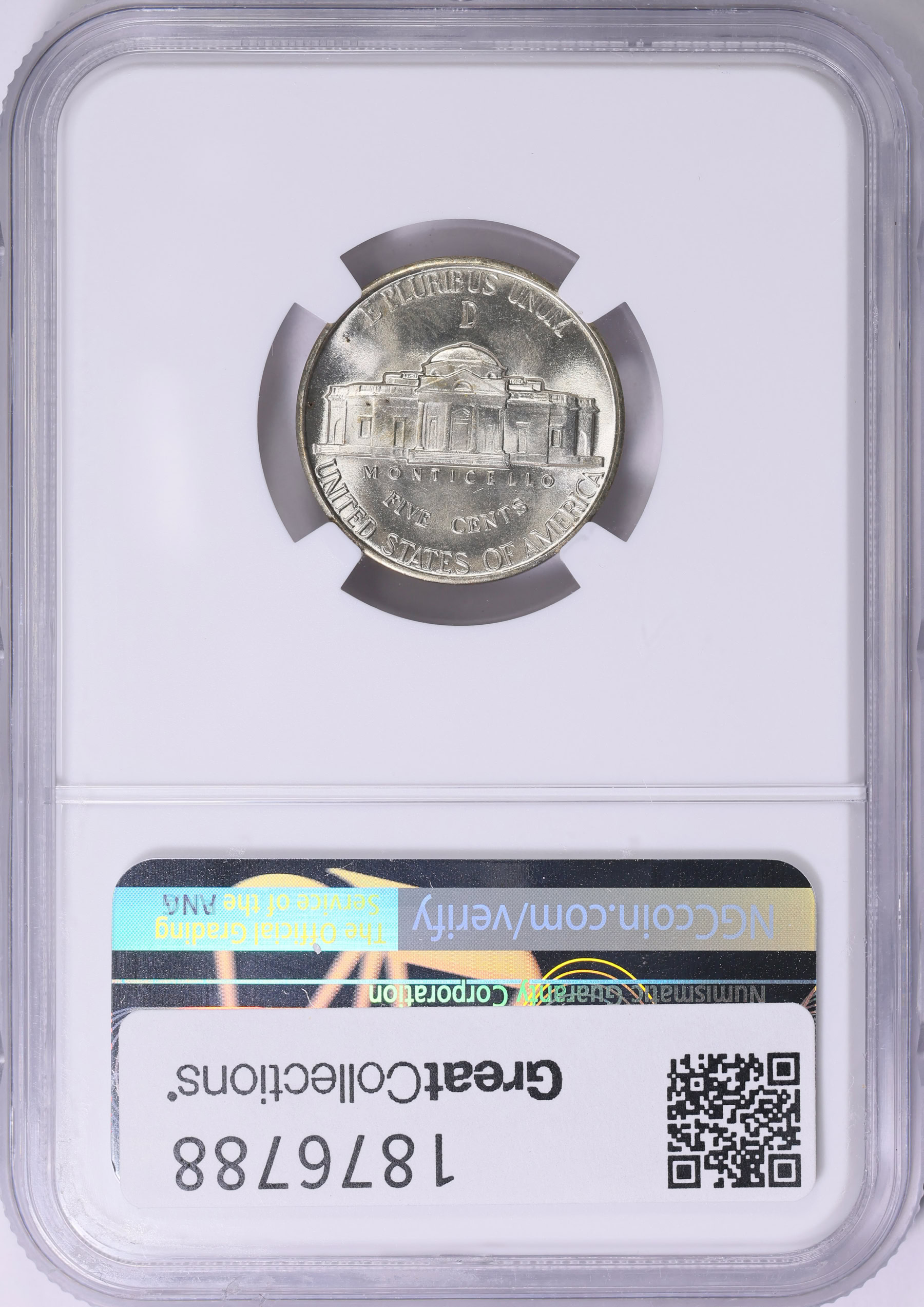 1944-D Jefferson Nickel NGC MS-67 (Item 1876788) | GreatCollections Coin Auctions