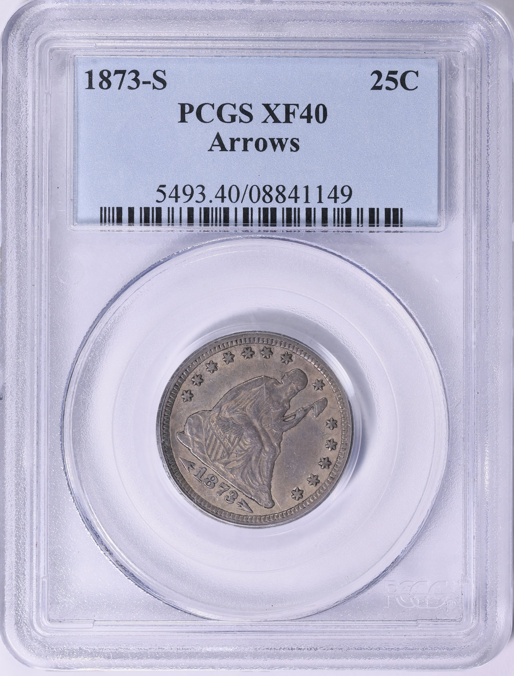 1873-S Seated Liberty Quarter Arrows PCGS XF-40 (Item 1876804) | GreatCollections Coin Auctions