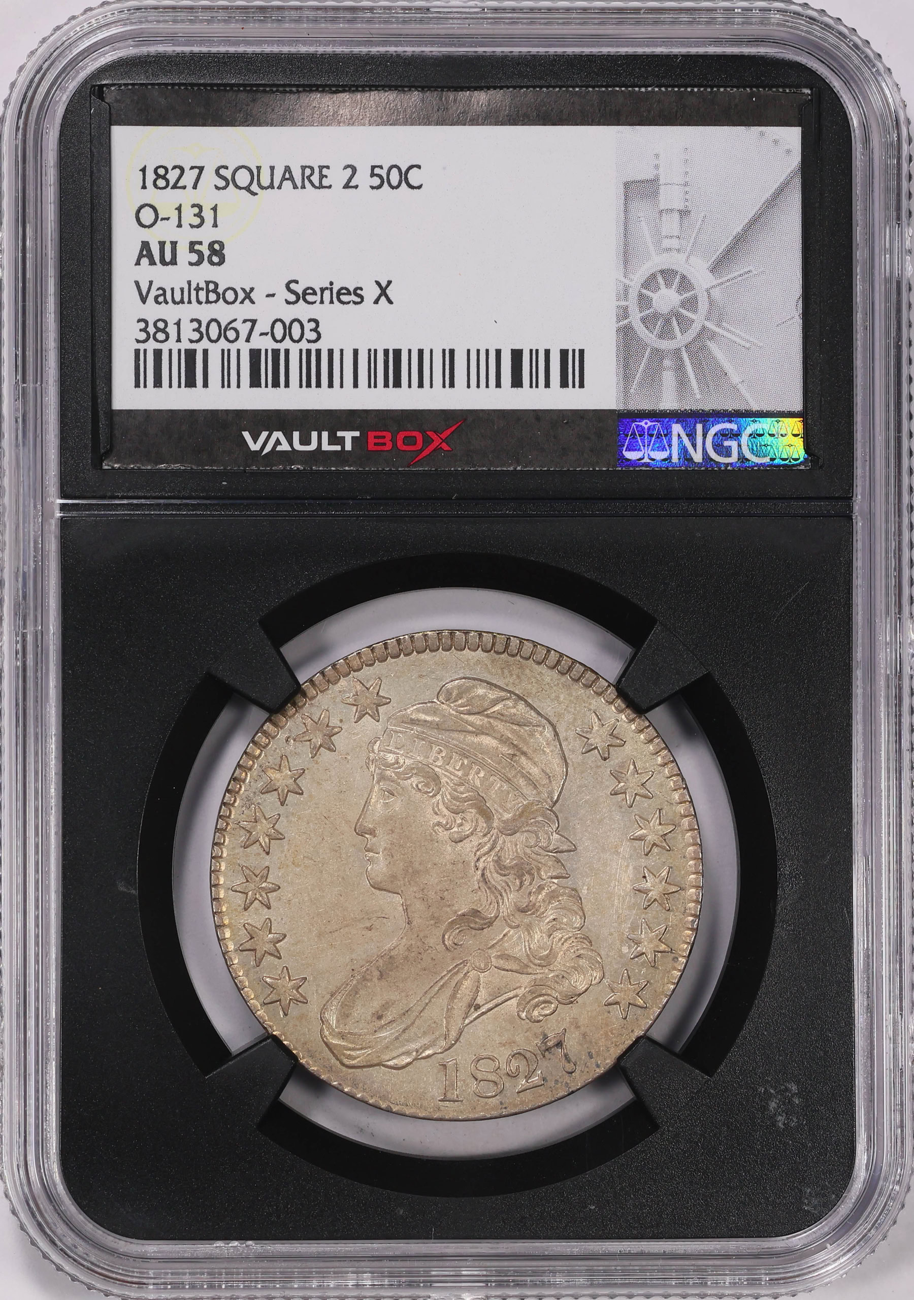1827 Capped Bust Half Dollar Square Base 2 Overton 131 NGC AU-58 ...