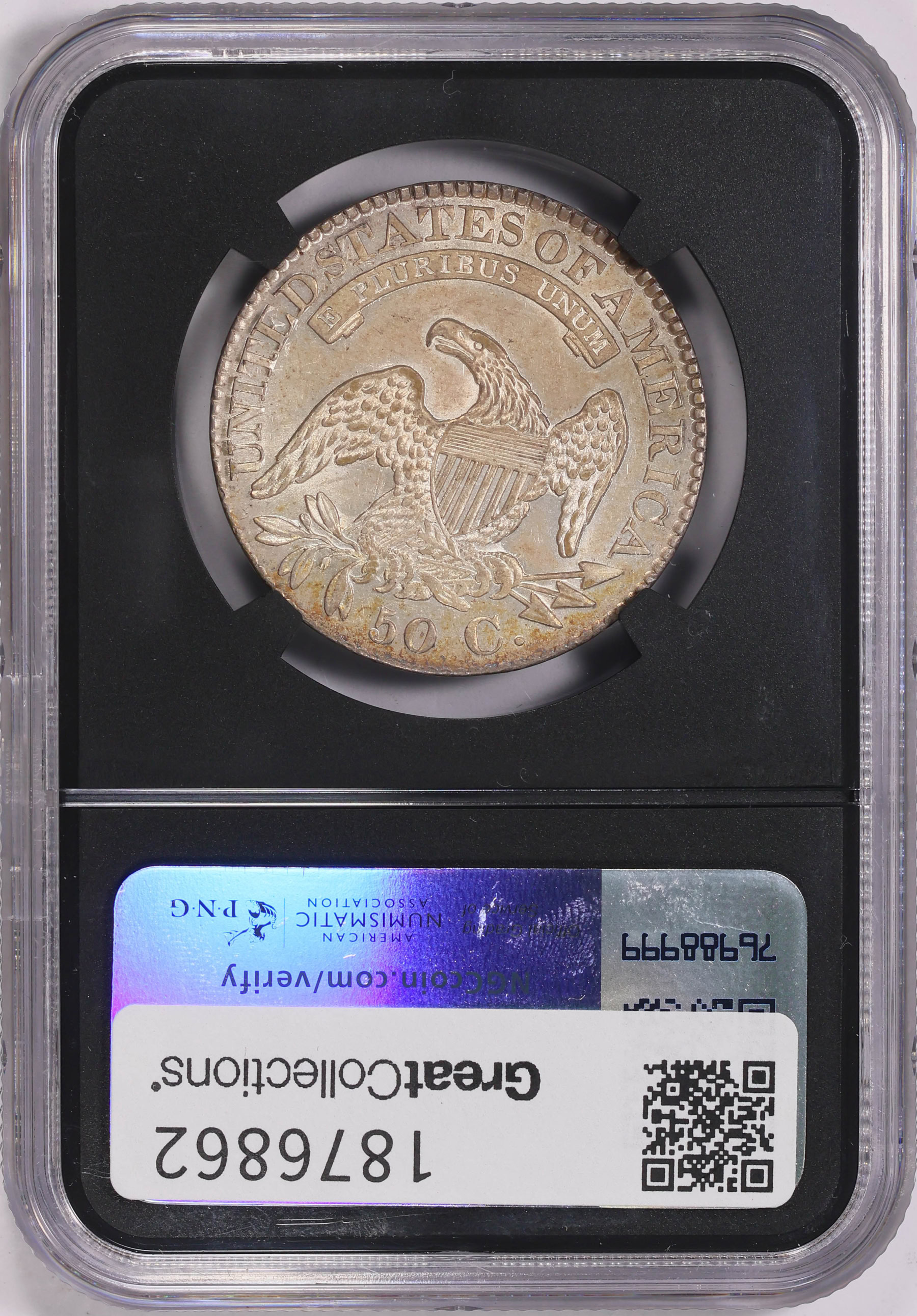 1827 Capped Bust Half Dollar Square Base 2 Overton 131 NGC AU-58 ...
