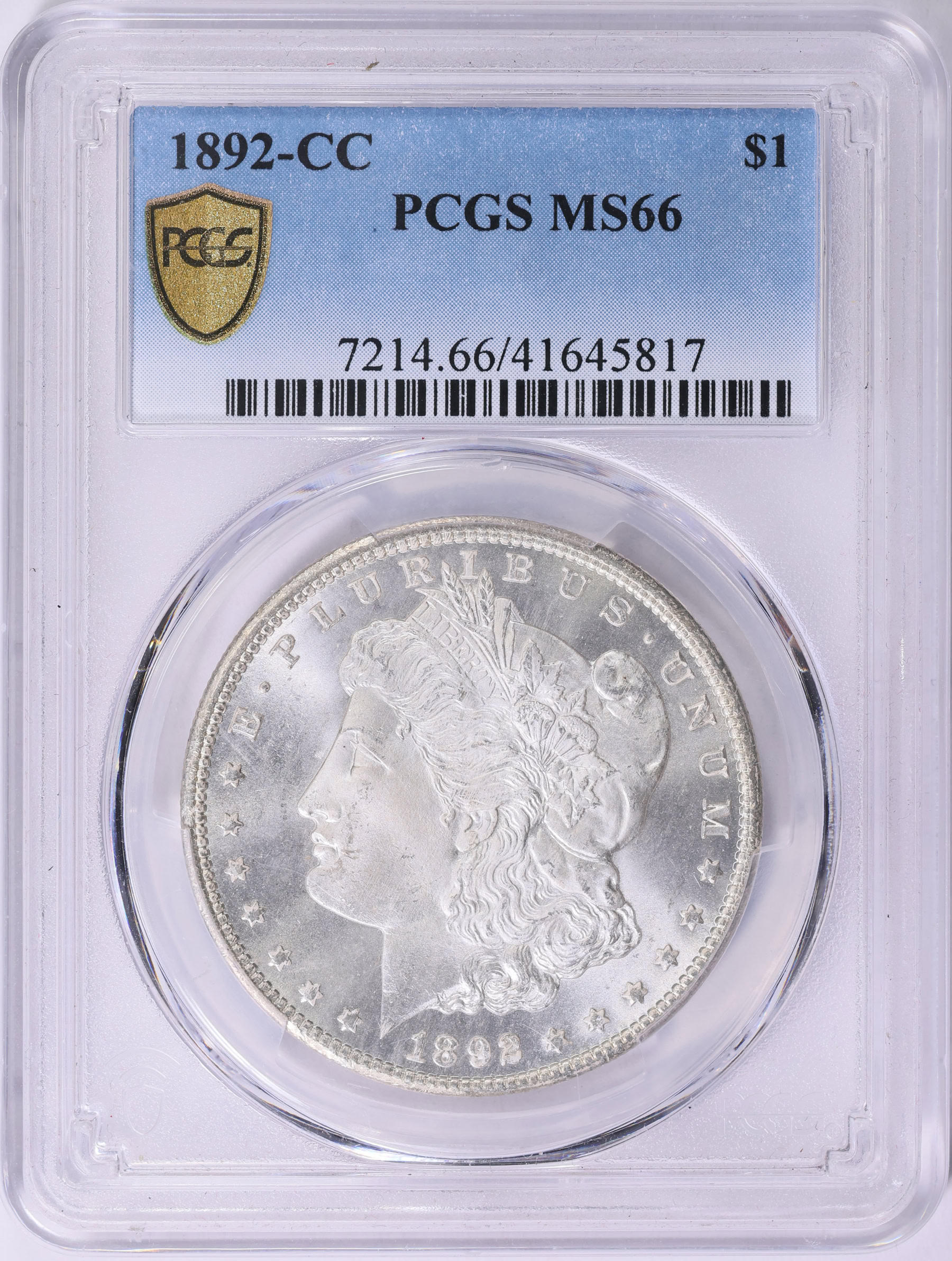 1892-CC Morgan Silver Dollar PCGS MS-66 (Item 1876895) | GreatCollections Coin Auctions