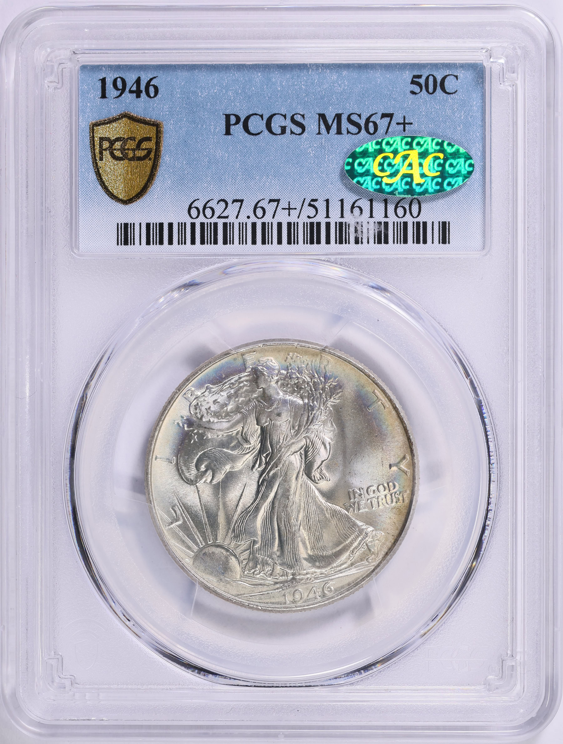 1946 Walking Liberty Half Dollar PCGS MS-67+ (CAC Green) (Item 1876899) | GreatCollections Coin ...