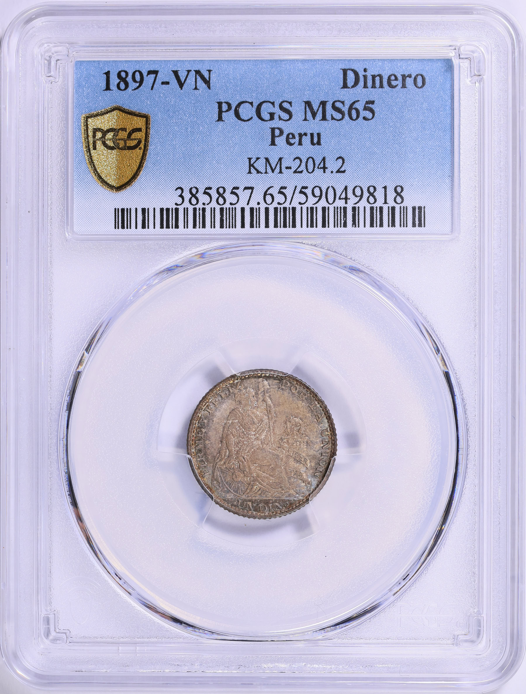Peru 1897-VN Silver Dinero KM-204.2 PCGS MS-65 (Toned) (Item 1876961 ...