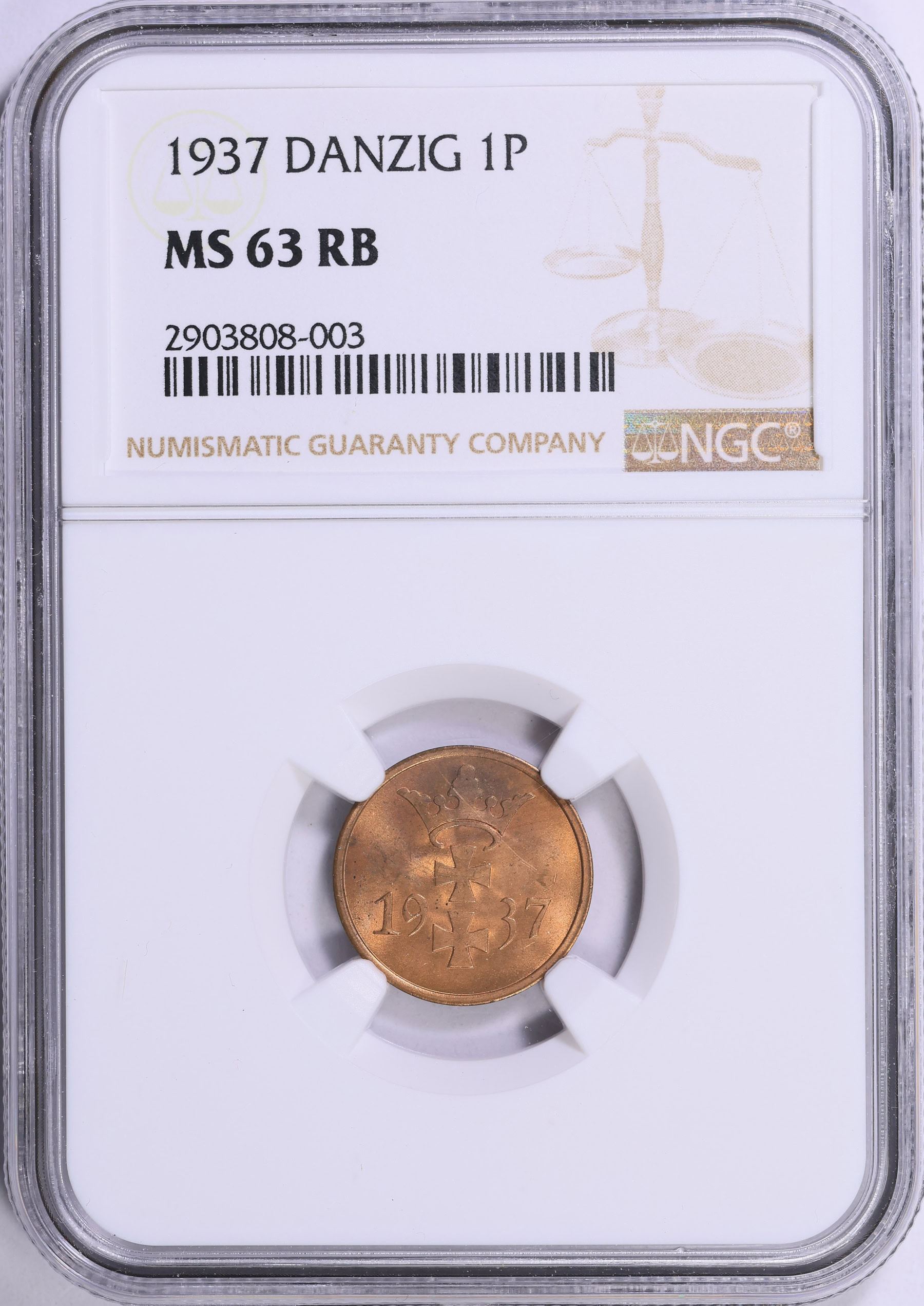 Danzig 1937 Pfennig KM-140 NGC MS-63 RB (Item 1876980 ...