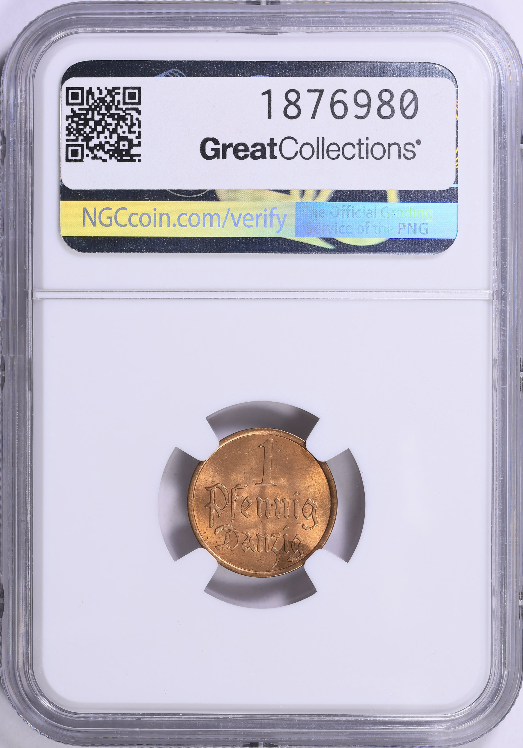 Danzig 1937 Pfennig KM-140 NGC MS-63 RB (Item 1876980 ...
