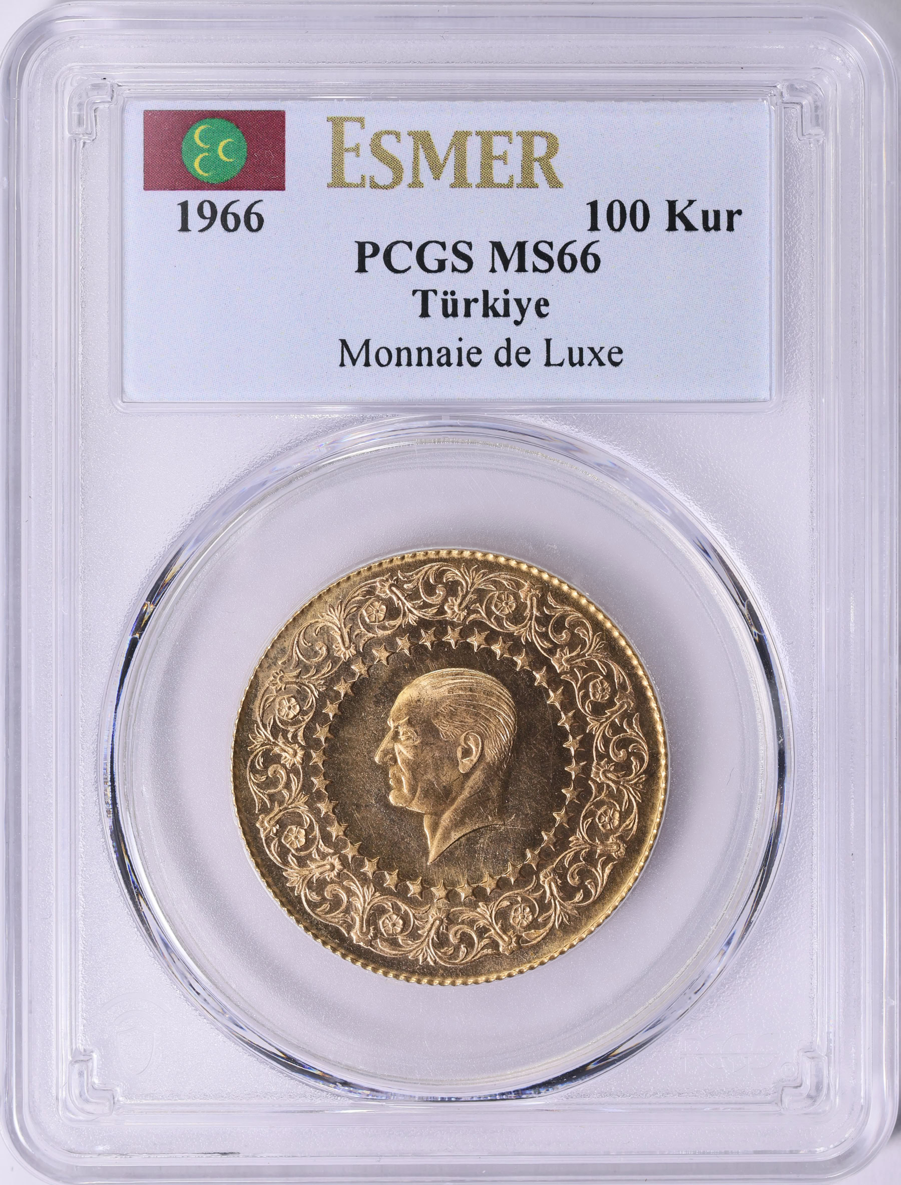 Turkey 1966 Gold 100 Kurush Monnaie de Luxe Kemal Atatürk KM-872 PCGS ...