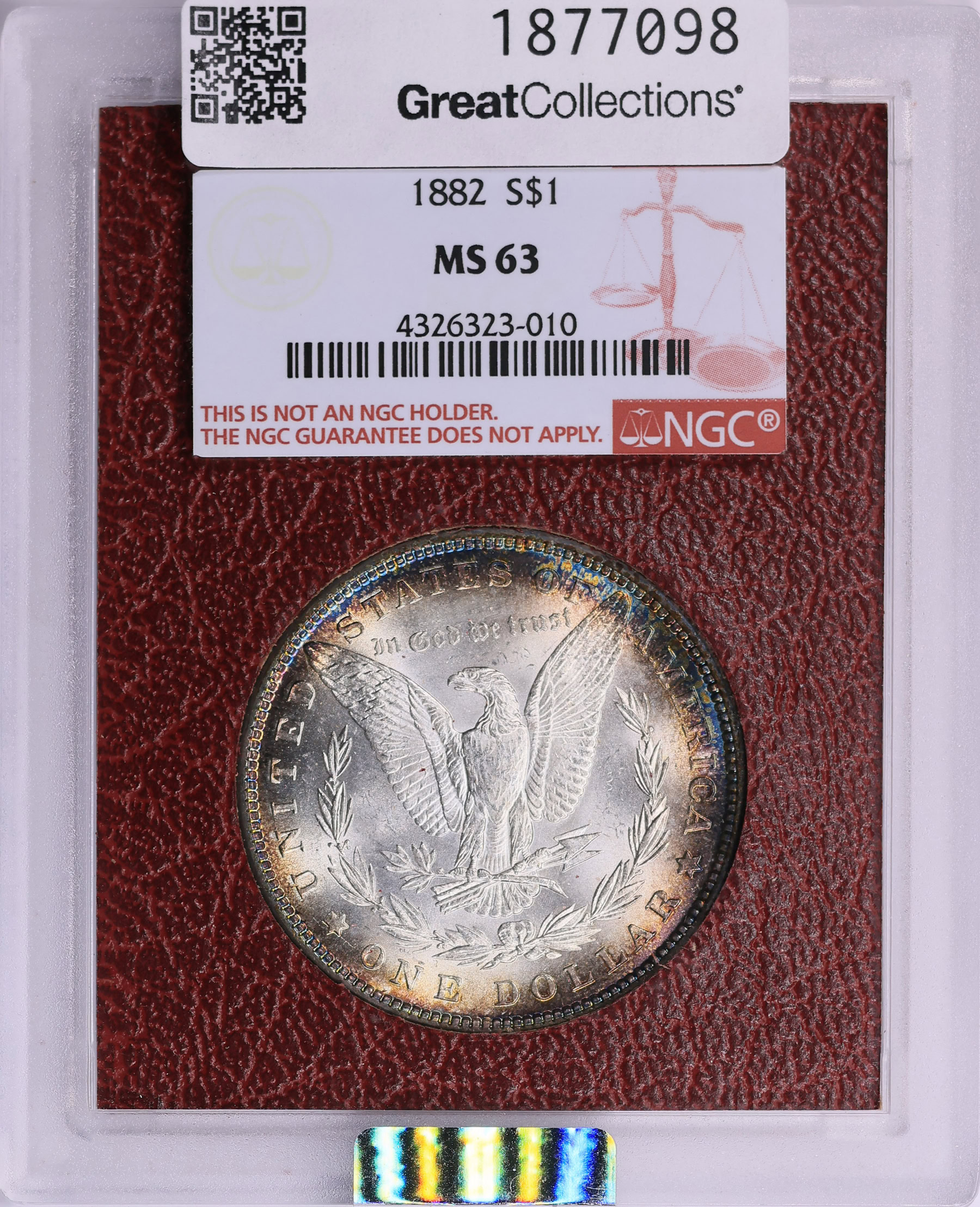 1882 Morgan Silver Dollar NGC MS-63 (Paramount Red Holder) (Toned ...