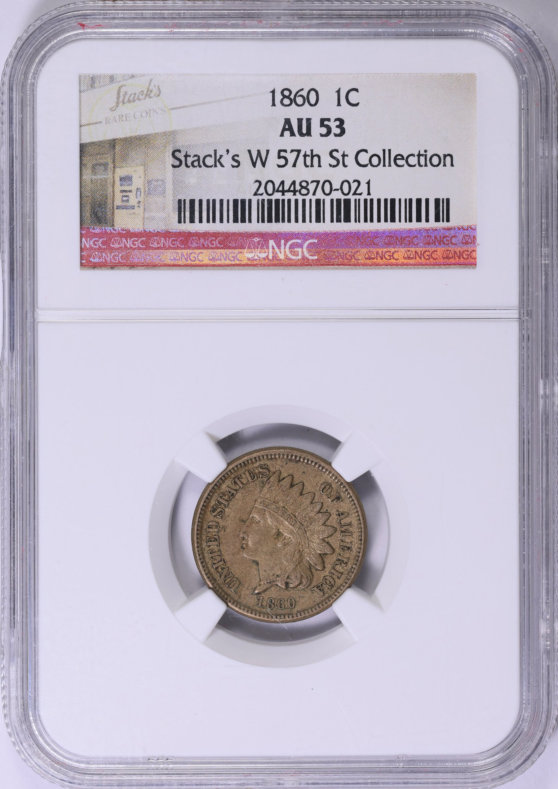 1860 Indian Cent NGC AU-53 (Item 1877172) | GreatCollections Coin Auctions