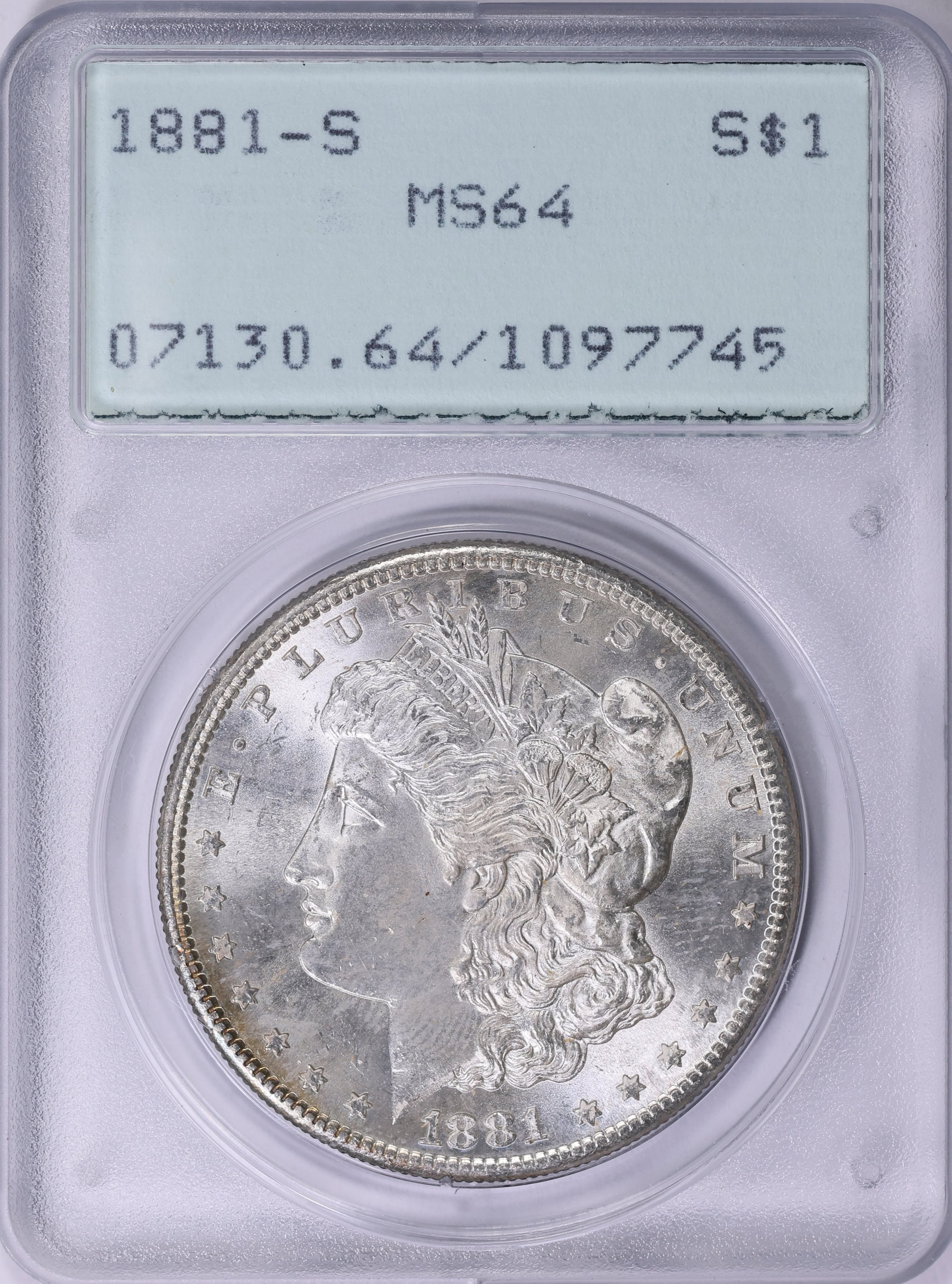 1881-S Morgan Silver Dollar PCGS MS-64 OGH (1st Gen) (Item 1877173) | GreatCollections Coin Auctions