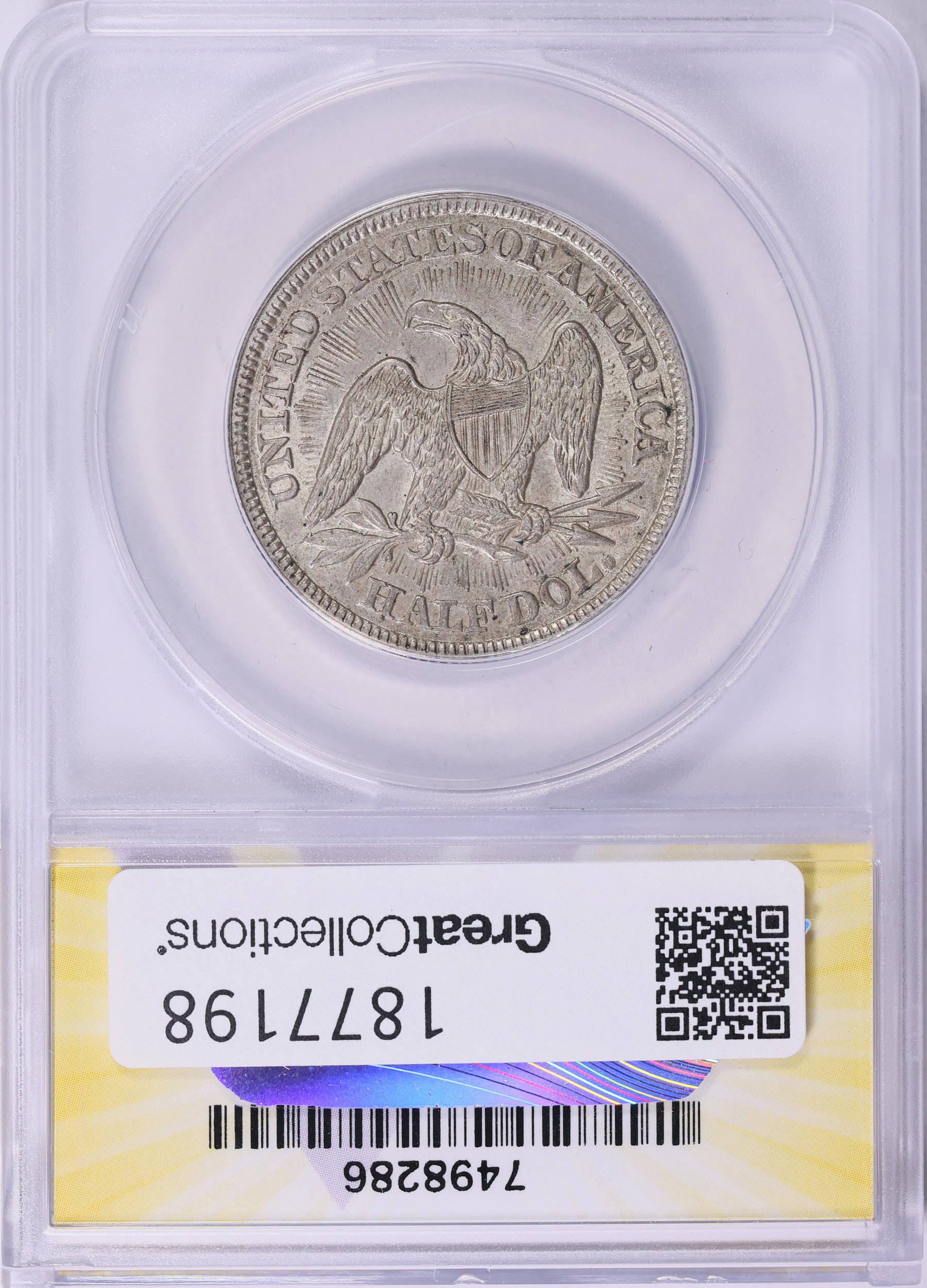 1853 Seated Liberty Half Dollar Arrows and Rays ANACS AU-53 (Item 1877198) | GreatCollections ...