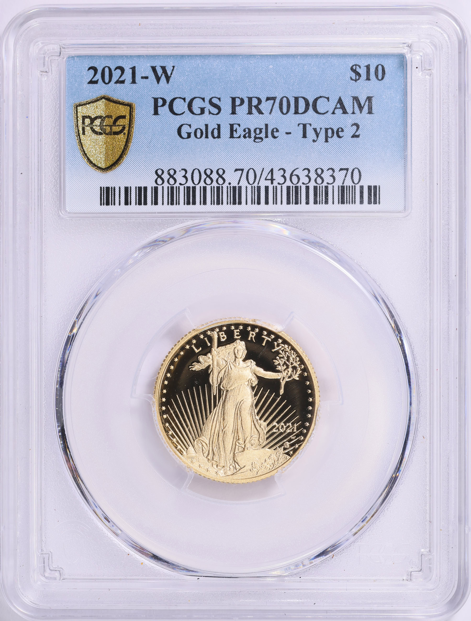 2021-W $10 Quarter-Ounce Gold American Eagle Type 2 PCGS Proof-70 DCAM (Item 1877199 ...