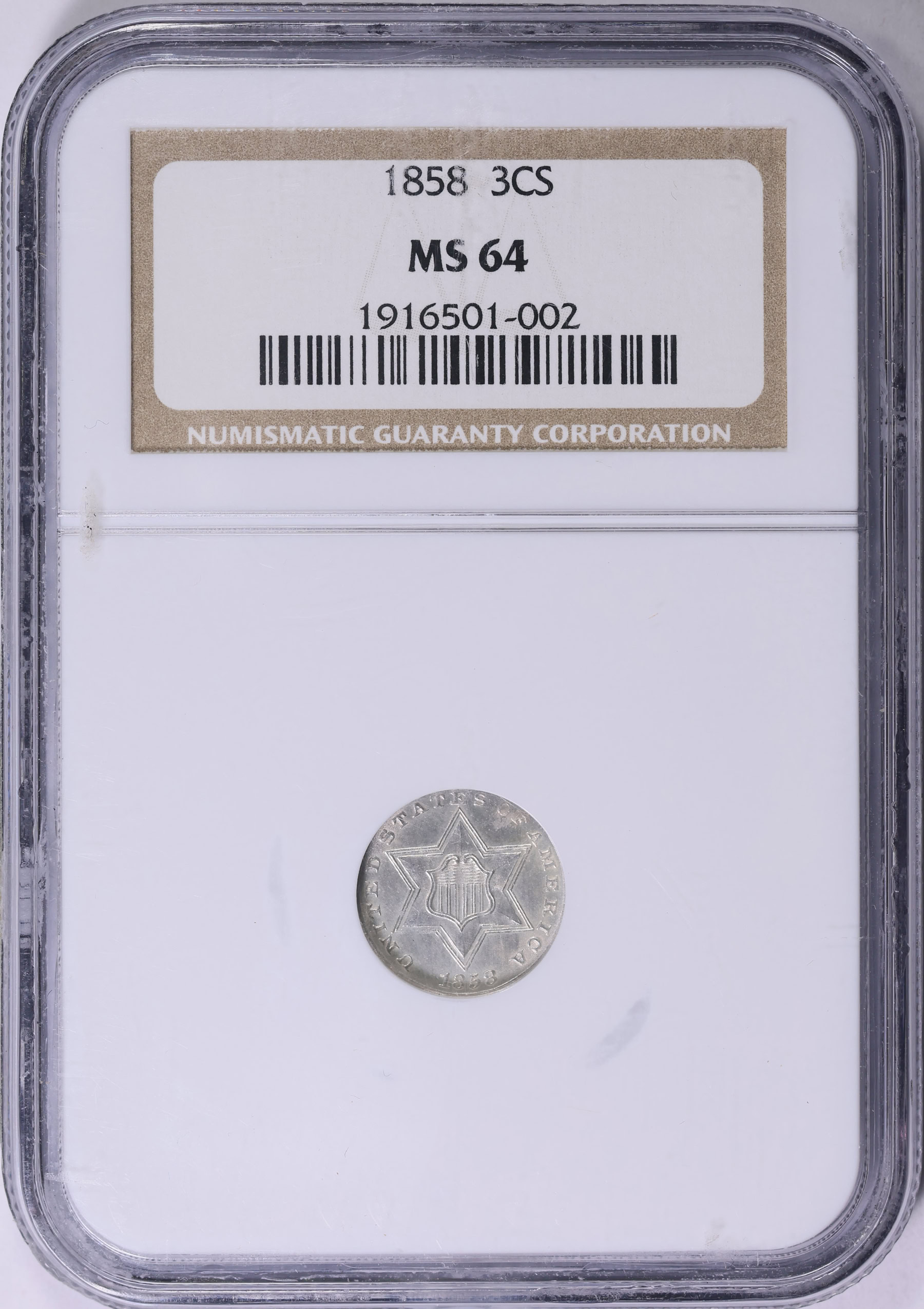 1858 Silver Three-Cent Piece NGC MS-64 (Item 1877209 ...