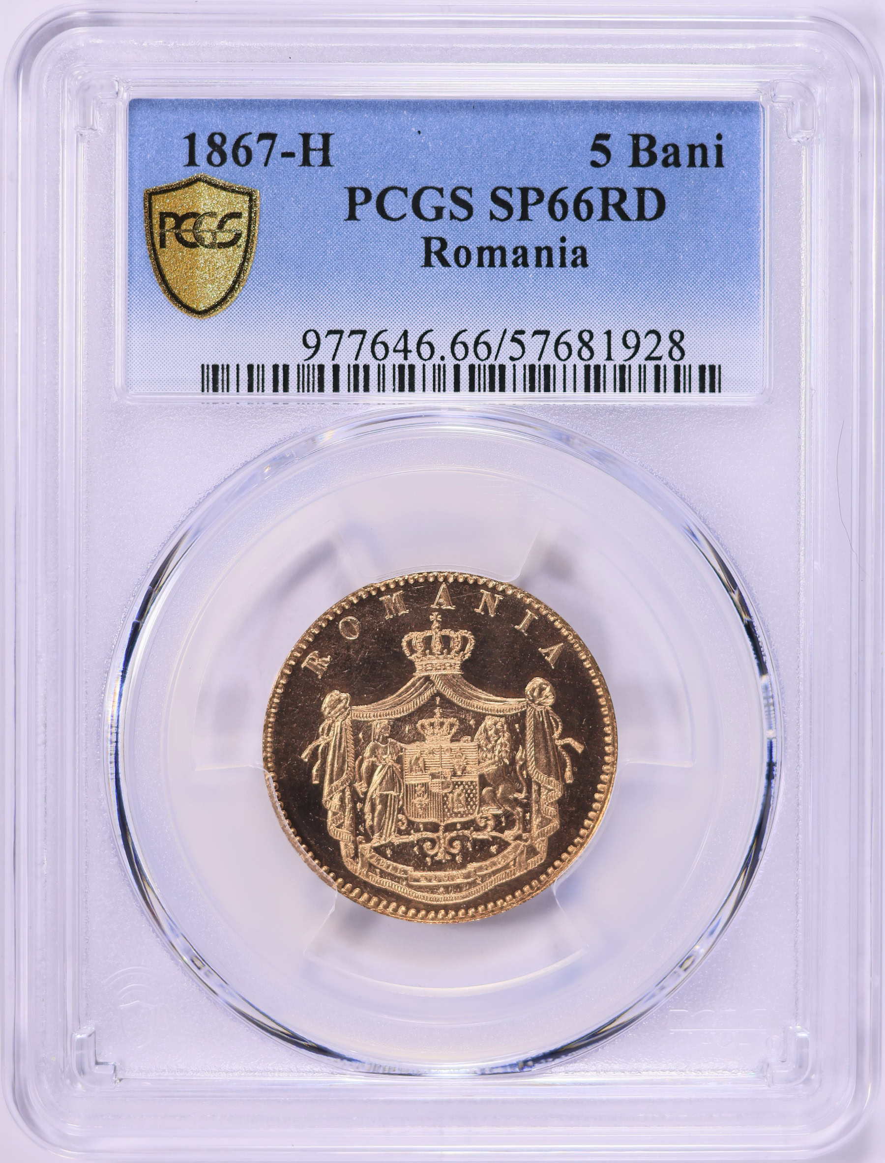 Romania 1867-H 5 Bani KM-3.1 PCGS SP-66 RD | PCGS Cert #57681928 ...