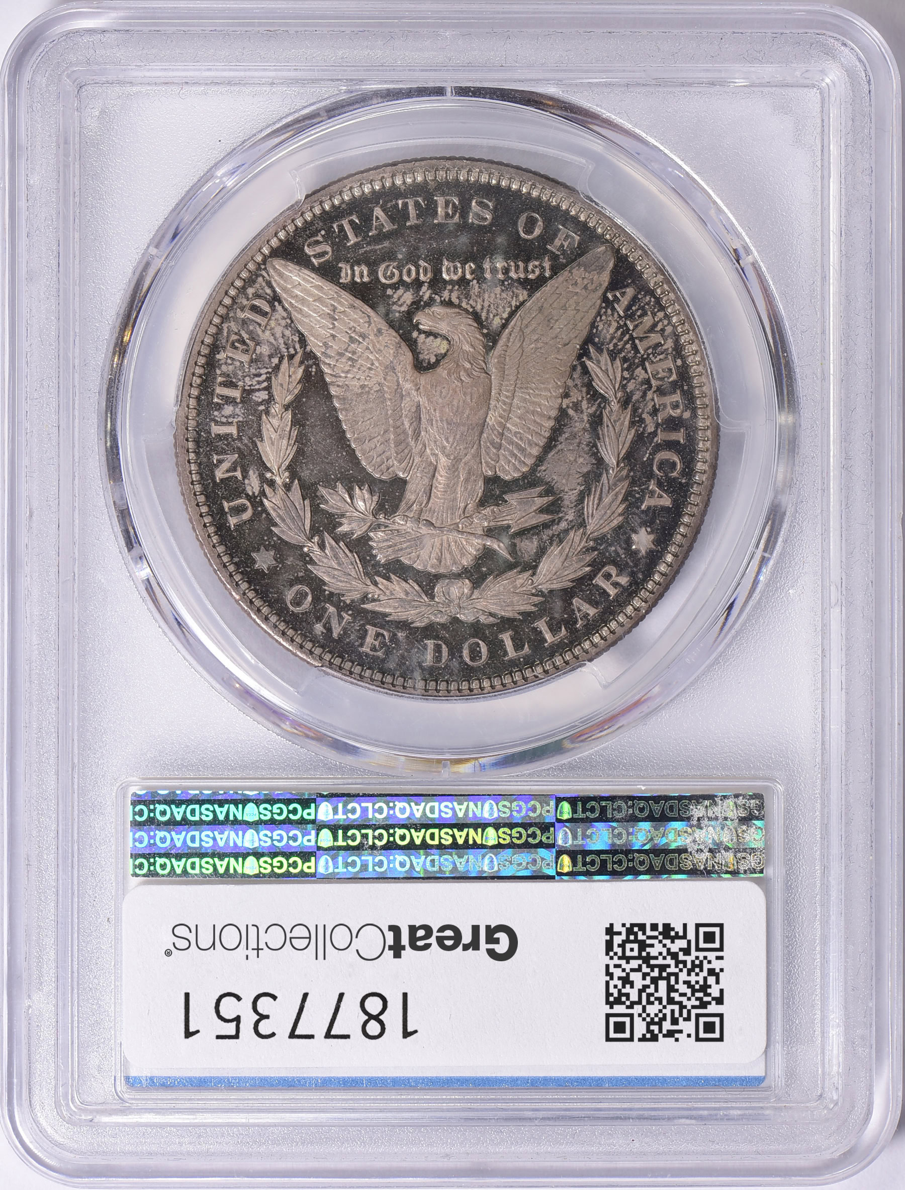 1892 Morgan Silver Dollar PCGS Proof-65+ CAMEO (CAC Green) (Toned) (Teich Family Collection ...
