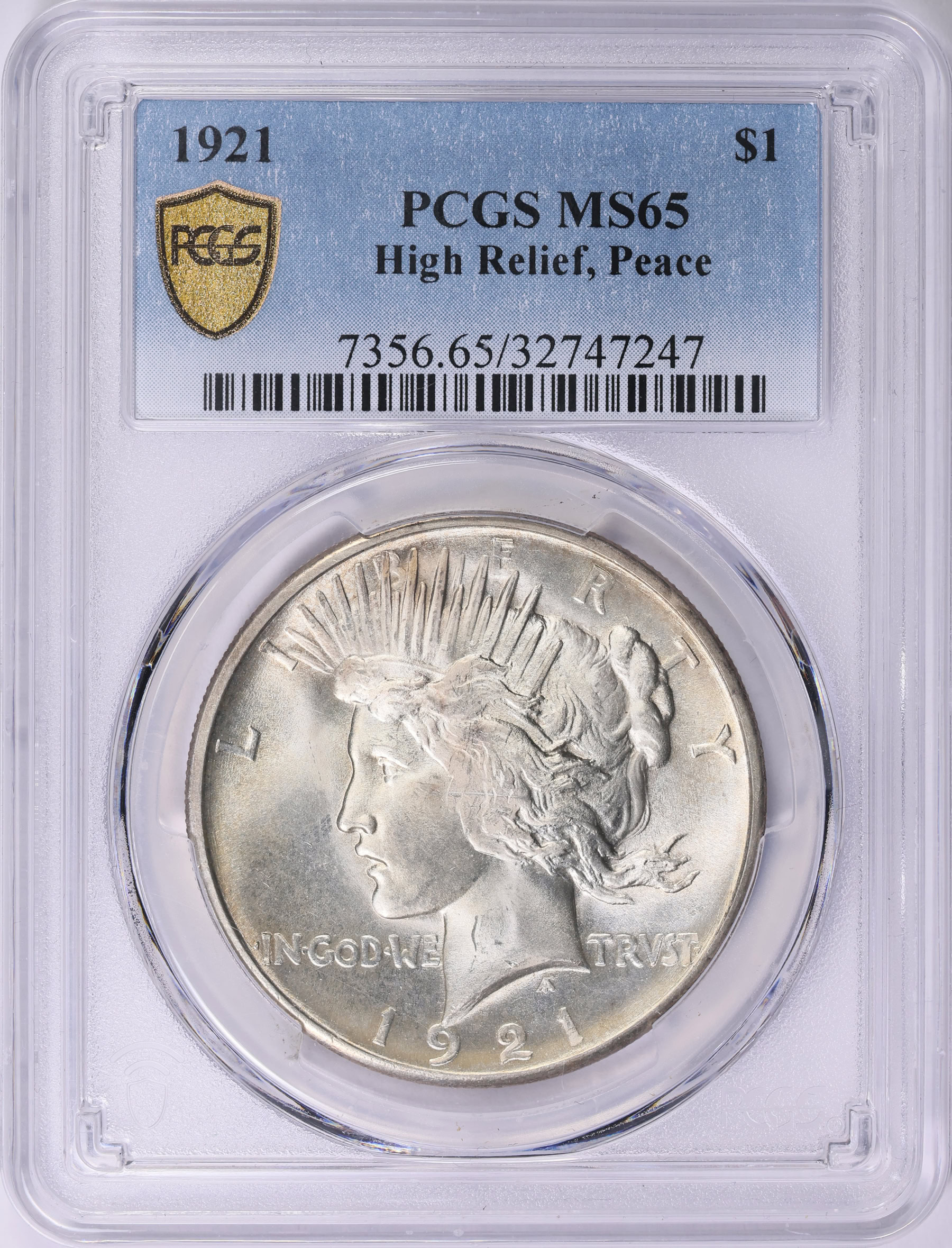 1921 Peace Silver Dollar High Relief PCGS MS-65 (Item 1877352) | GreatCollections Coin Auctions