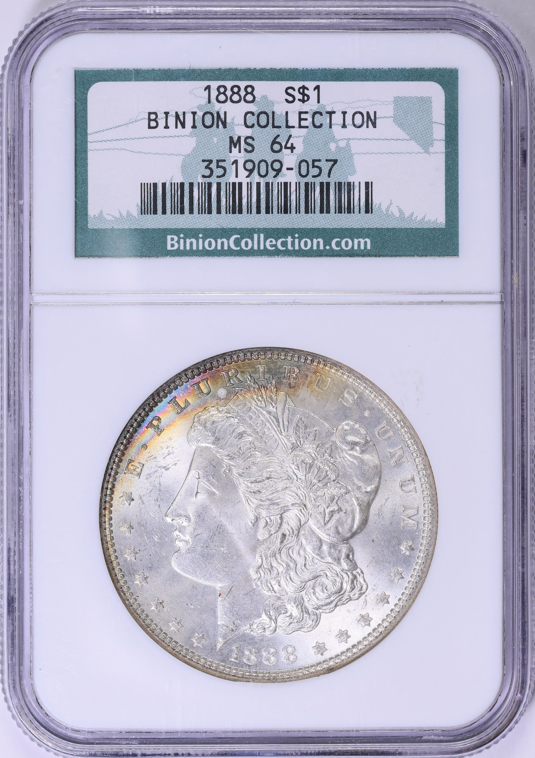 1888 Morgan Silver Dollar NGC MS-64 (Toned)(Binion Collection) (Item ...