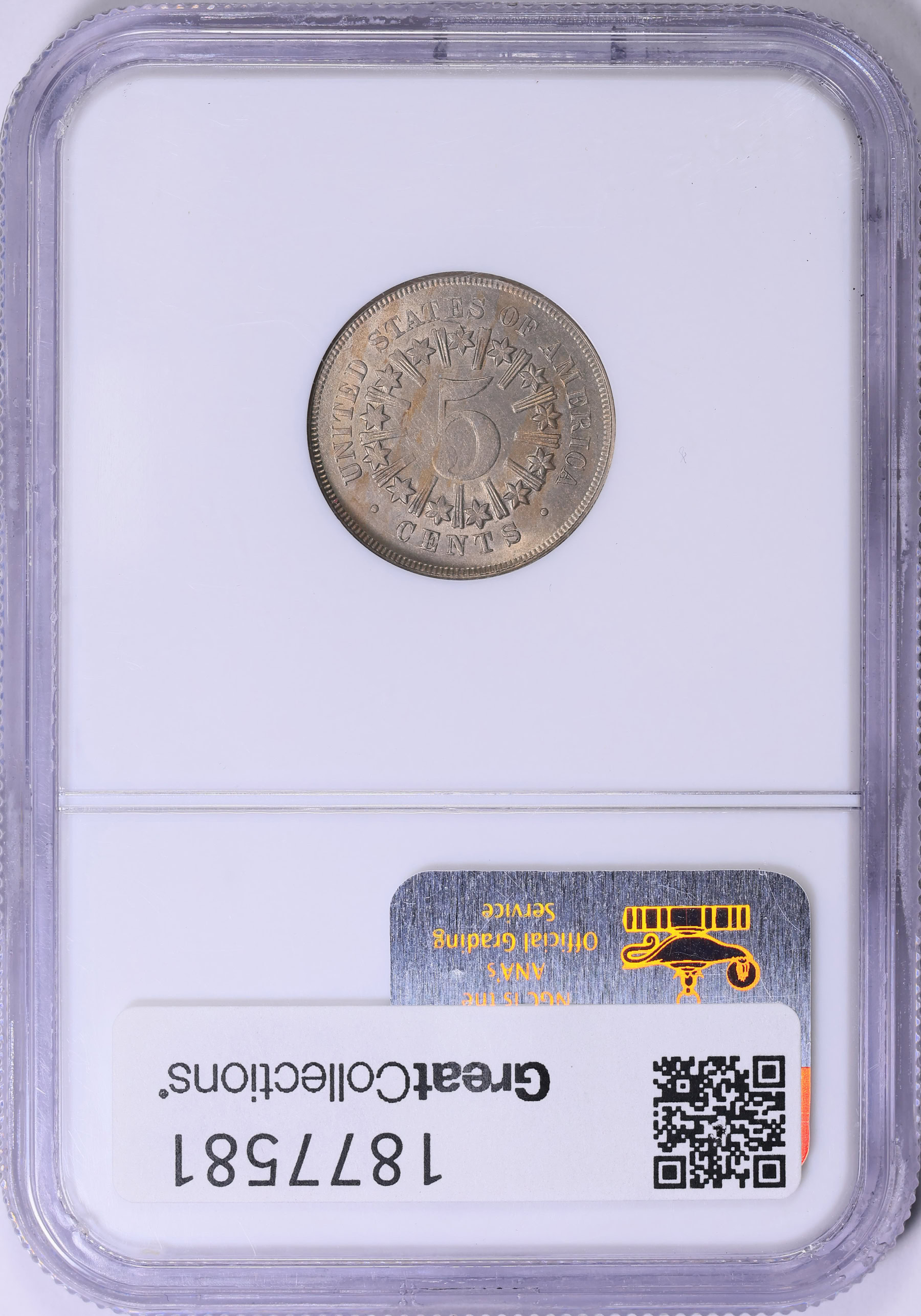 1866 Shield Nickel Rays NGC MS-62 (Item 1877581) | GreatCollections Coin Auctions