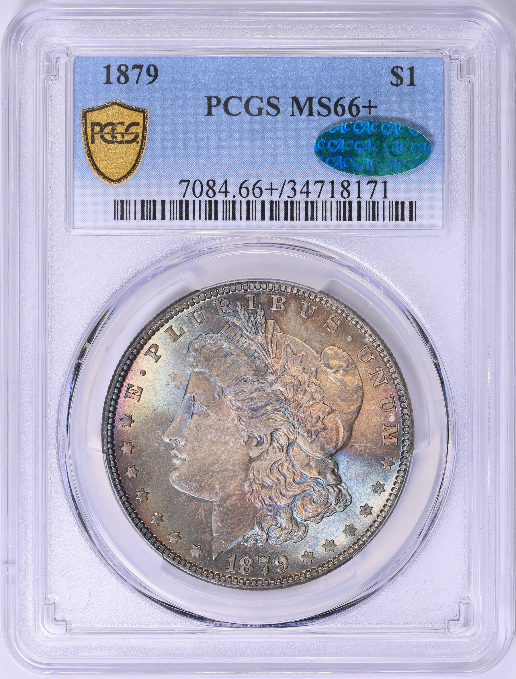 1879 Morgan Silver Dollar PCGS MS-66+ (CAC Green) (Toned) (Item 1877681) | GreatCollections Coin ...